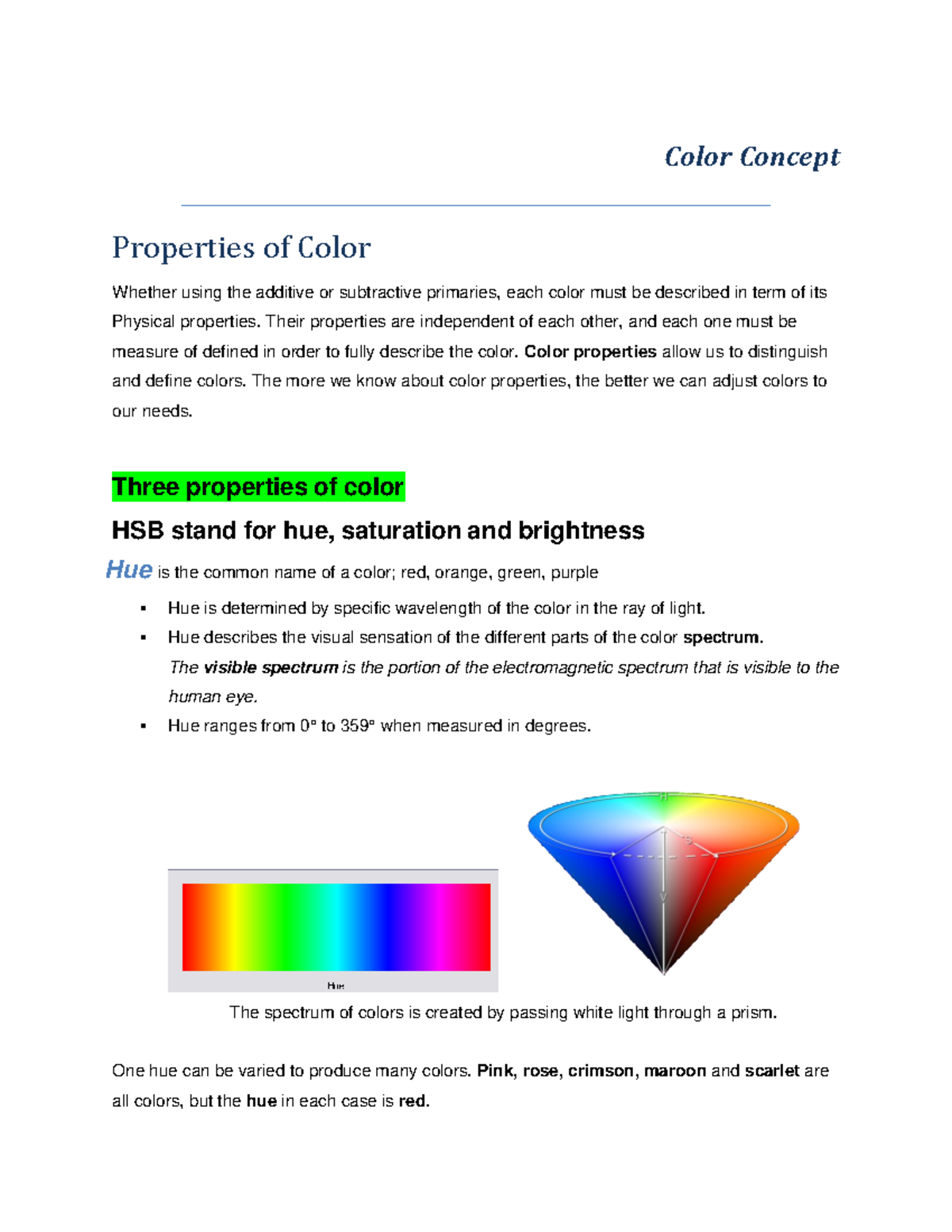Lesson 3 Properties of color - Color Concept Properties of Color ...