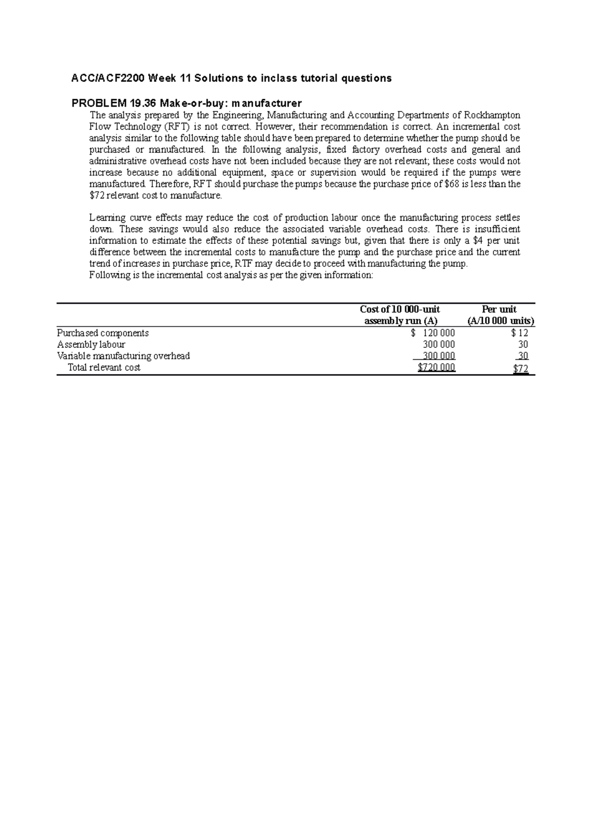 Tutorial Solutions Week 11 2023 (10) - ACC/ACF2200 Week 11 Solutions to inclass tutorial ...