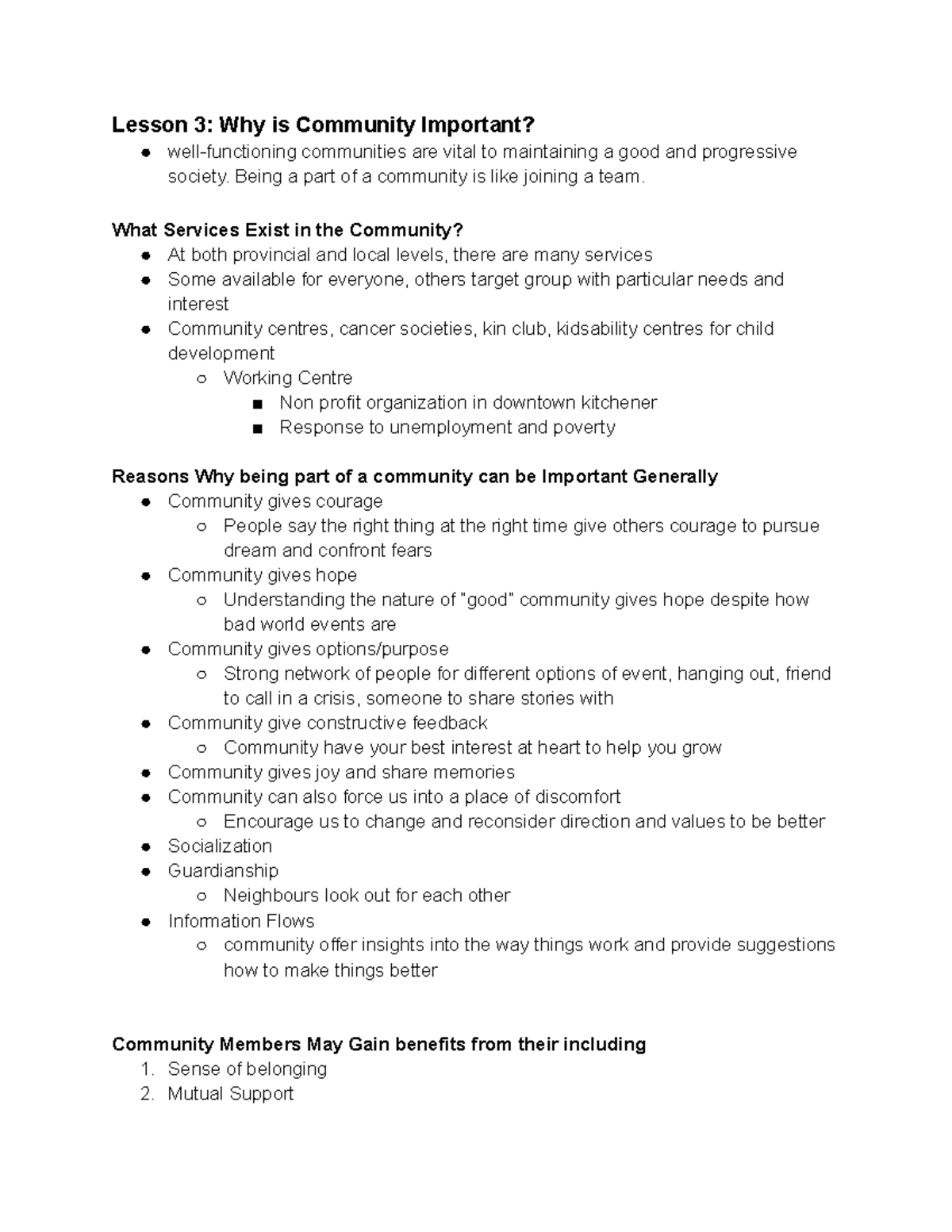 UU150 Module 1 Week 3 Lecture Notes - Lesson 3: Why is Community ...
