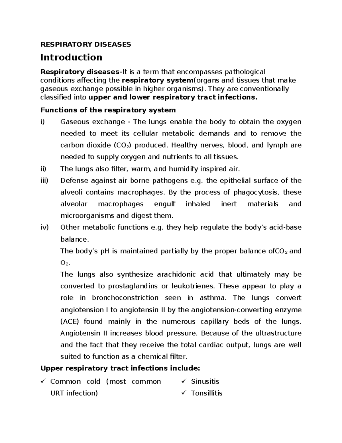 Respiratory Diseases - RESPIRATORY DISEASES Introduction Respiratory ...