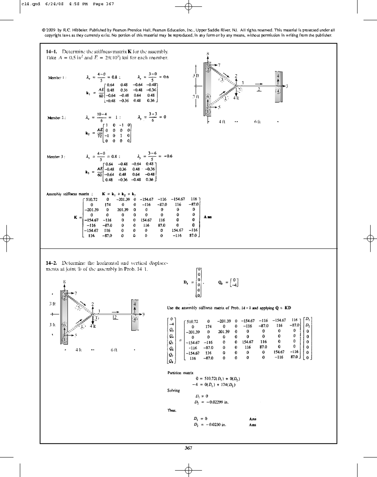 Truss Analysis Solutions © 2009 By R Hibbeler Published By Pearson