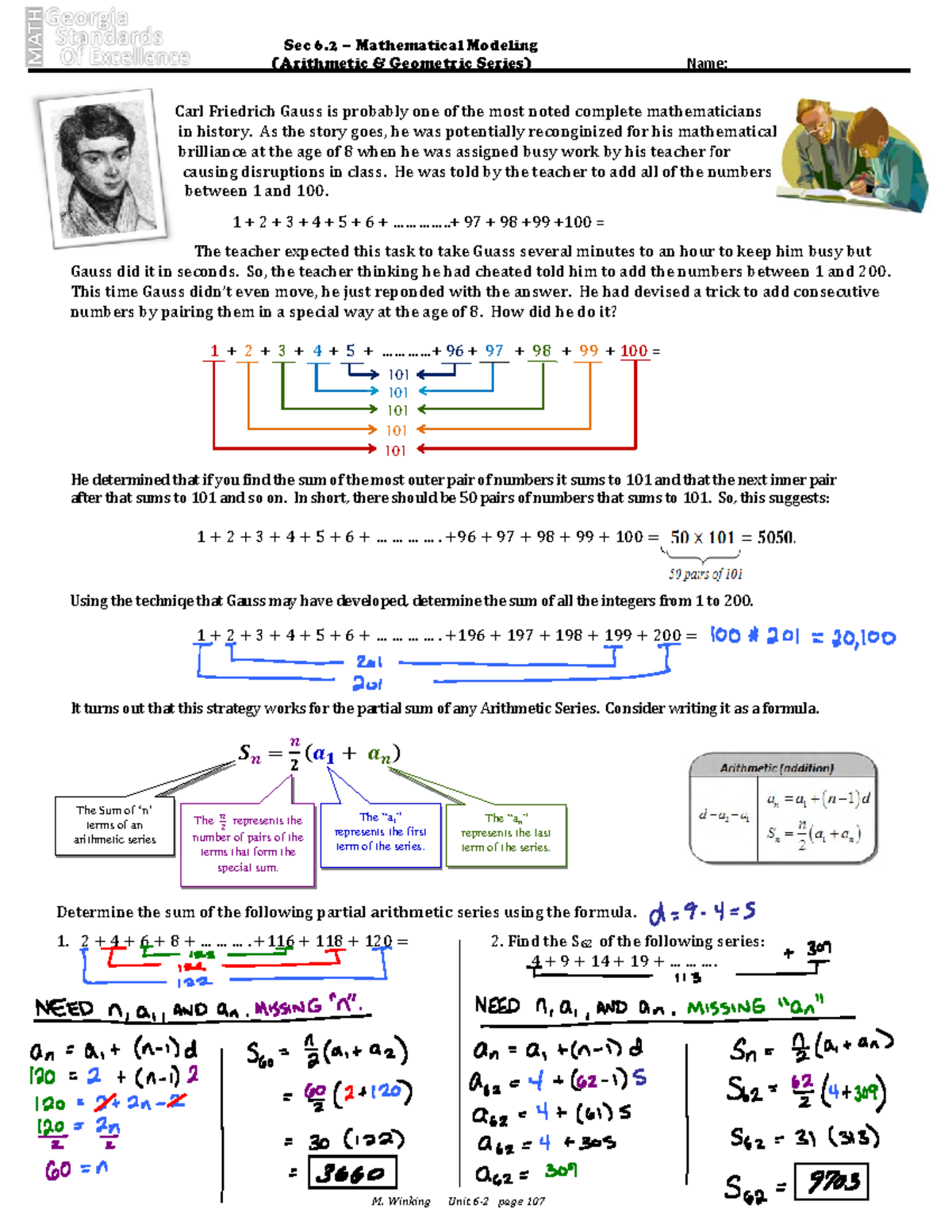 Arithmetic and Geometric worksheet - ####### Sec 5 – Sec 6 ...