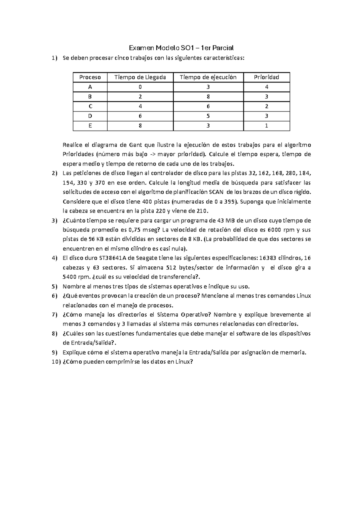 Modelo - 1er Parcial - SO1 - Examen Modelo SO1 – 1er Parcial 1) Se ...