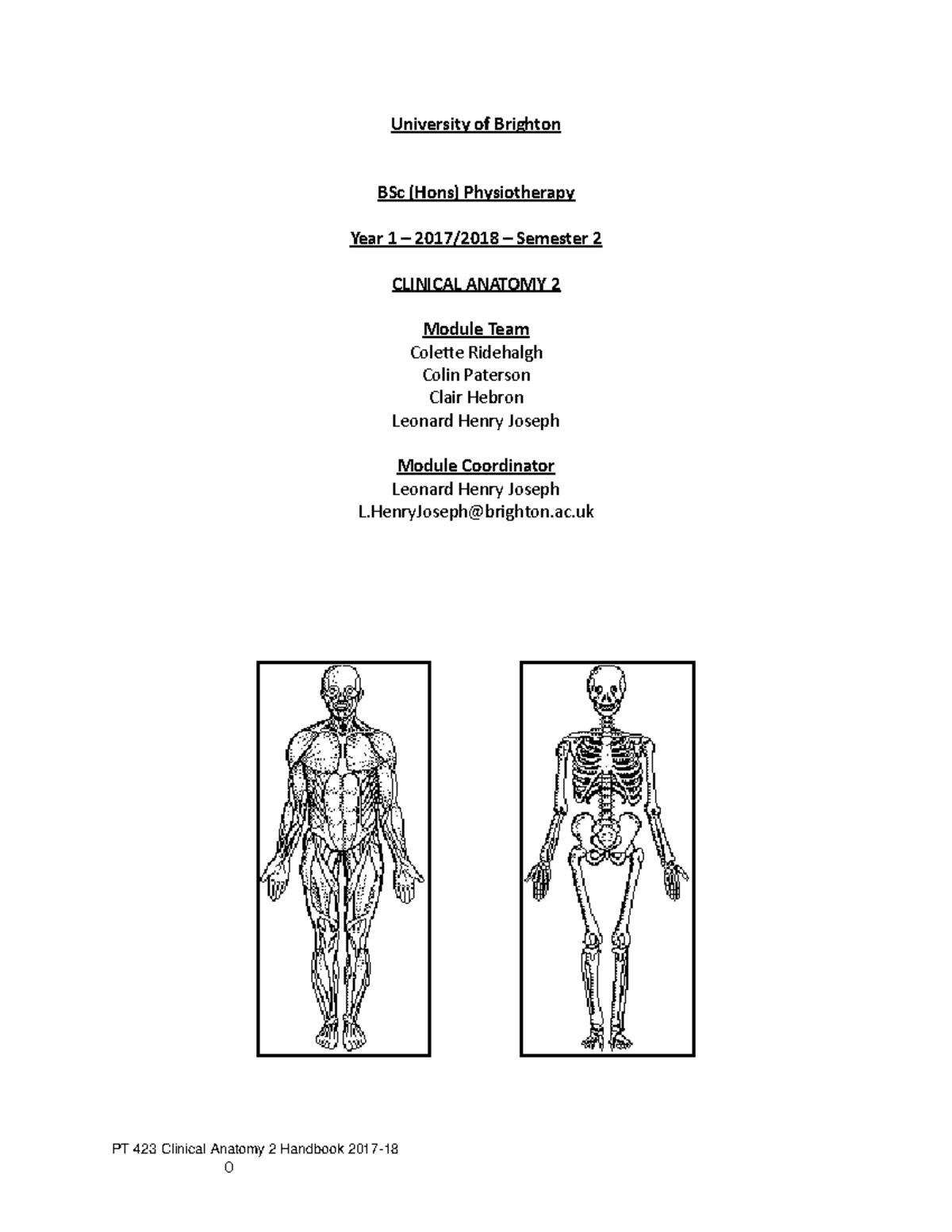 Anatomy Handbook Semester 2 2017-18 - University of Brighton BSc (Hons ...