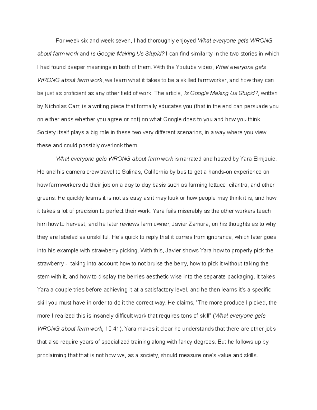 Reading Summary 2 - Professor Reba Rasheed Writing 121 Fall Term 2022 ...