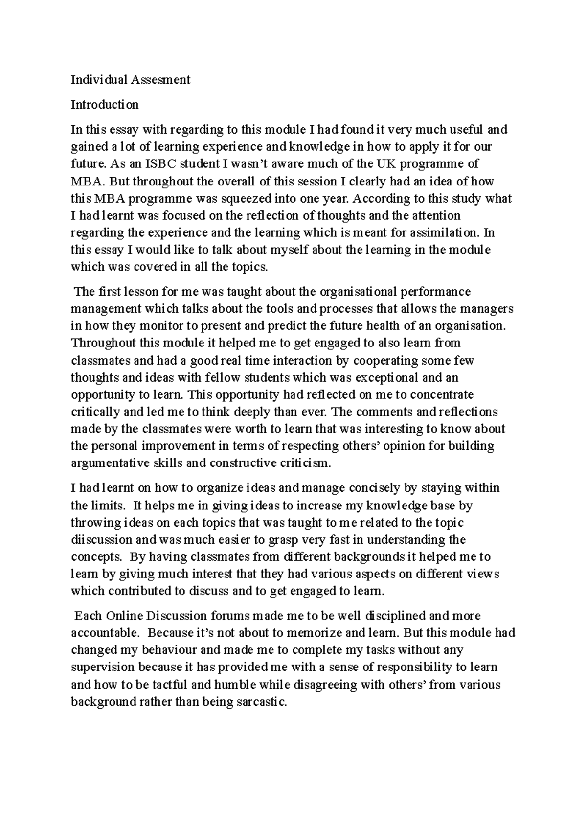 Individual Assesment term 2 moh - Individual Assesment Introduction In ...