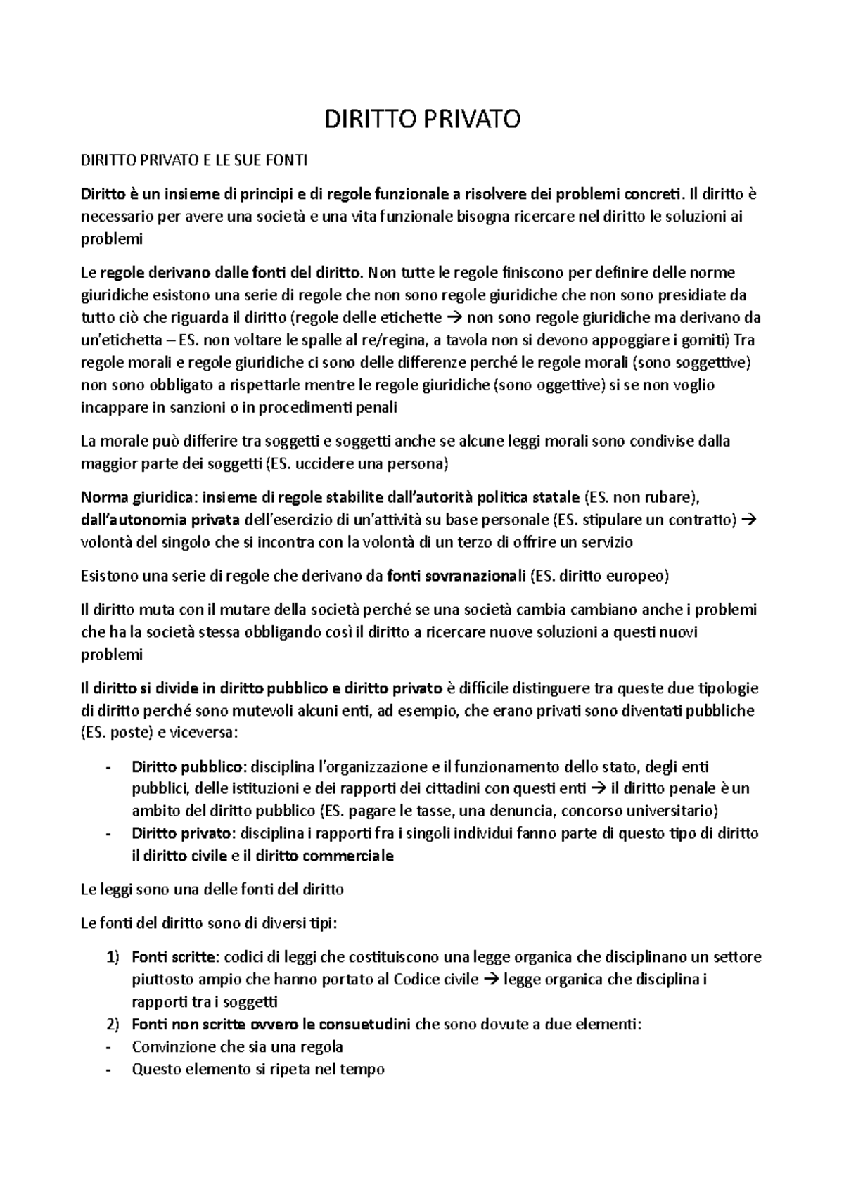 Diritto privato - appunti - DIRITTO PRIVATO DIRITTO PRIVATO E LE SUE ...