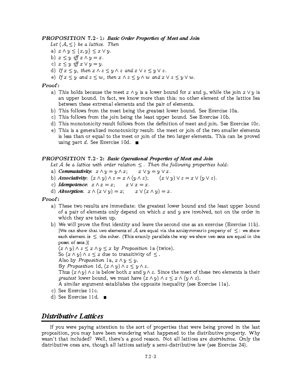 Poset Lecture 2 Proposition 7 1 Basic Order Properties Of Meet And Join Let 〈 A ≤ 〉 Be