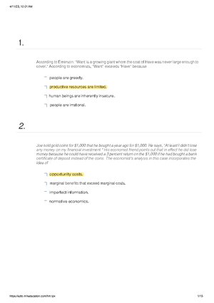 Tutorial 1 - answer key - TUTORIAL 1 – INTRODUCTION TO ECONOMICS MULTIPLE CHOICE QUESTIONS: 1 ...