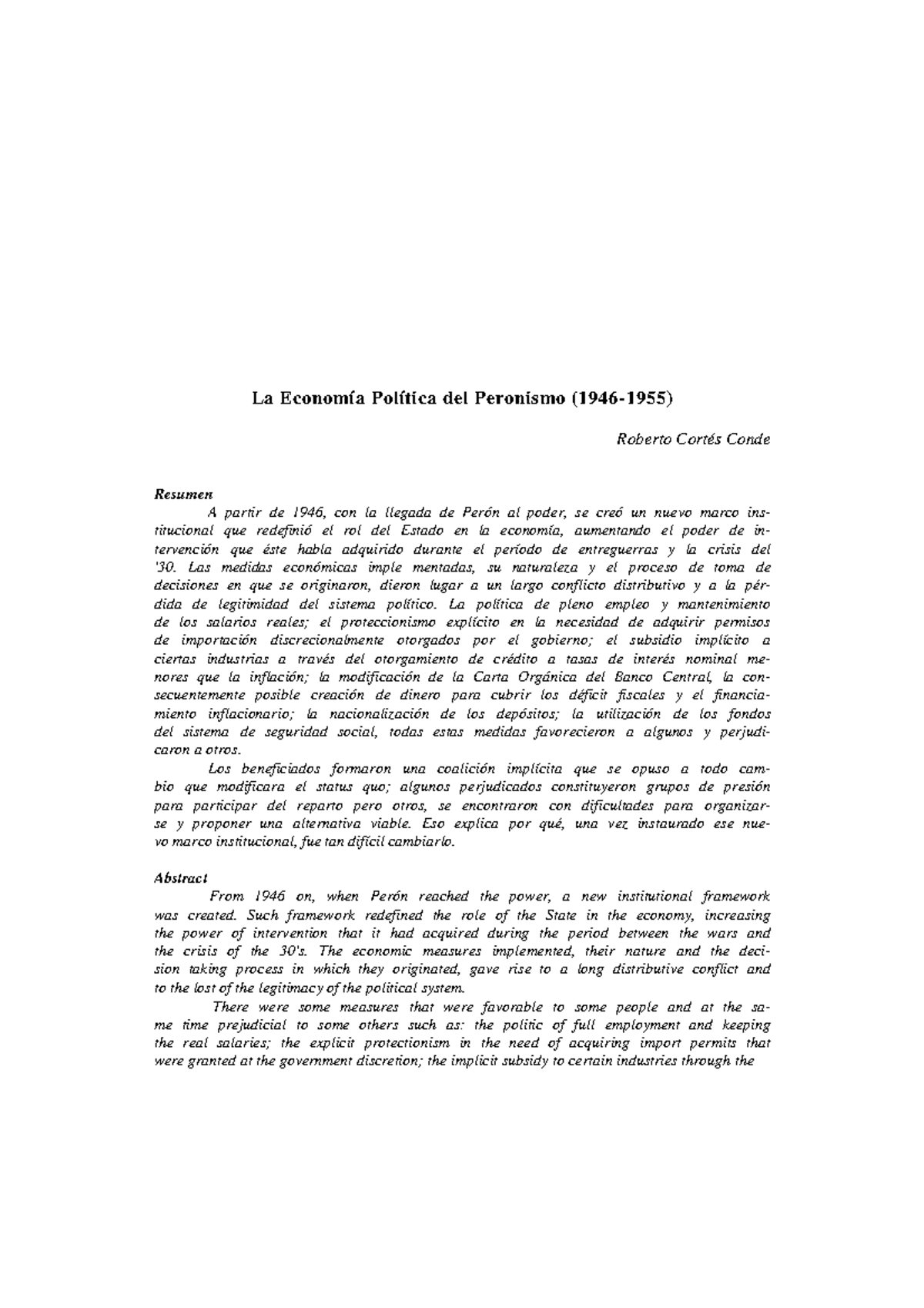 Politica economica peron uces - La Economía Política del Peronismo ...