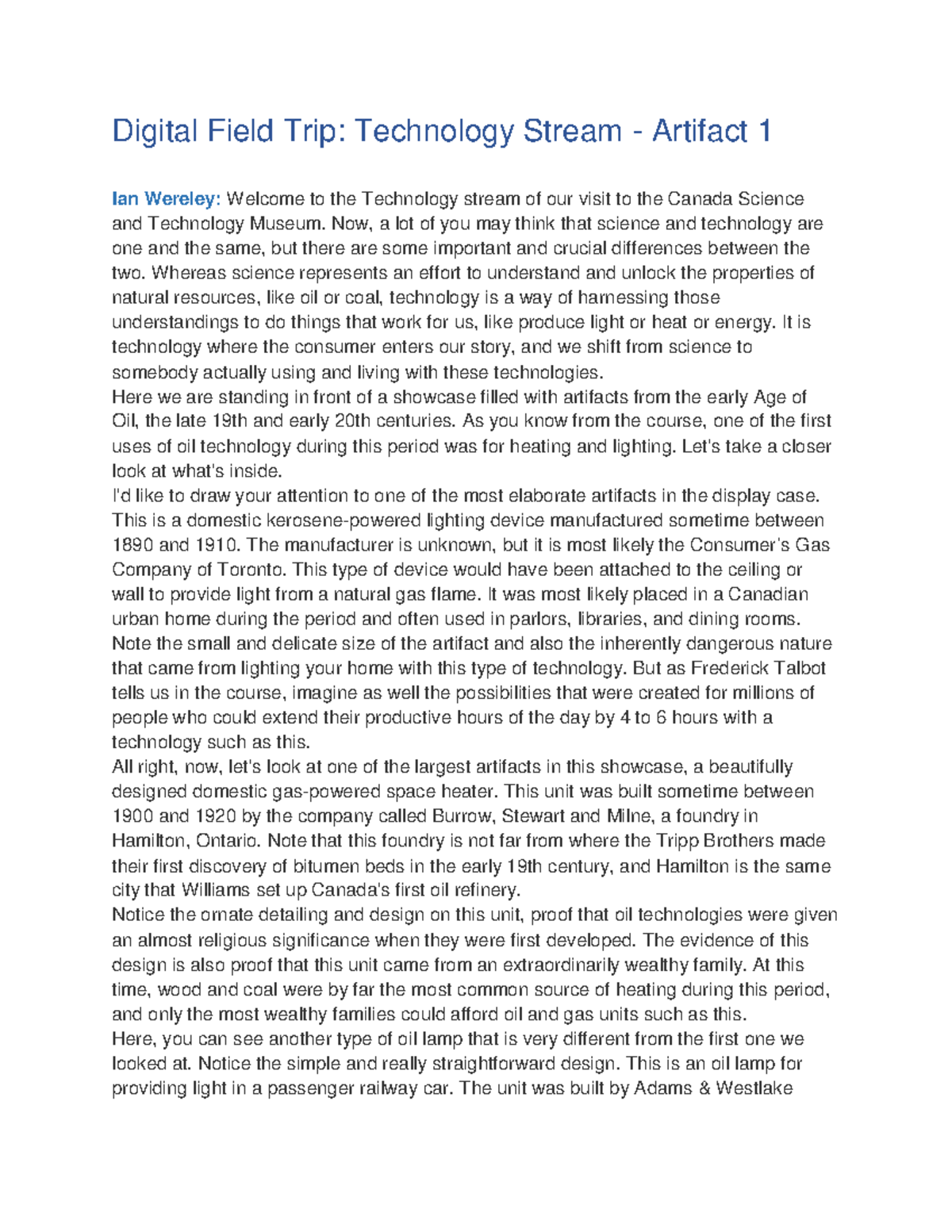 Digital Field Trip Technology Stream Artifact 1 - Digital Field Trip ...