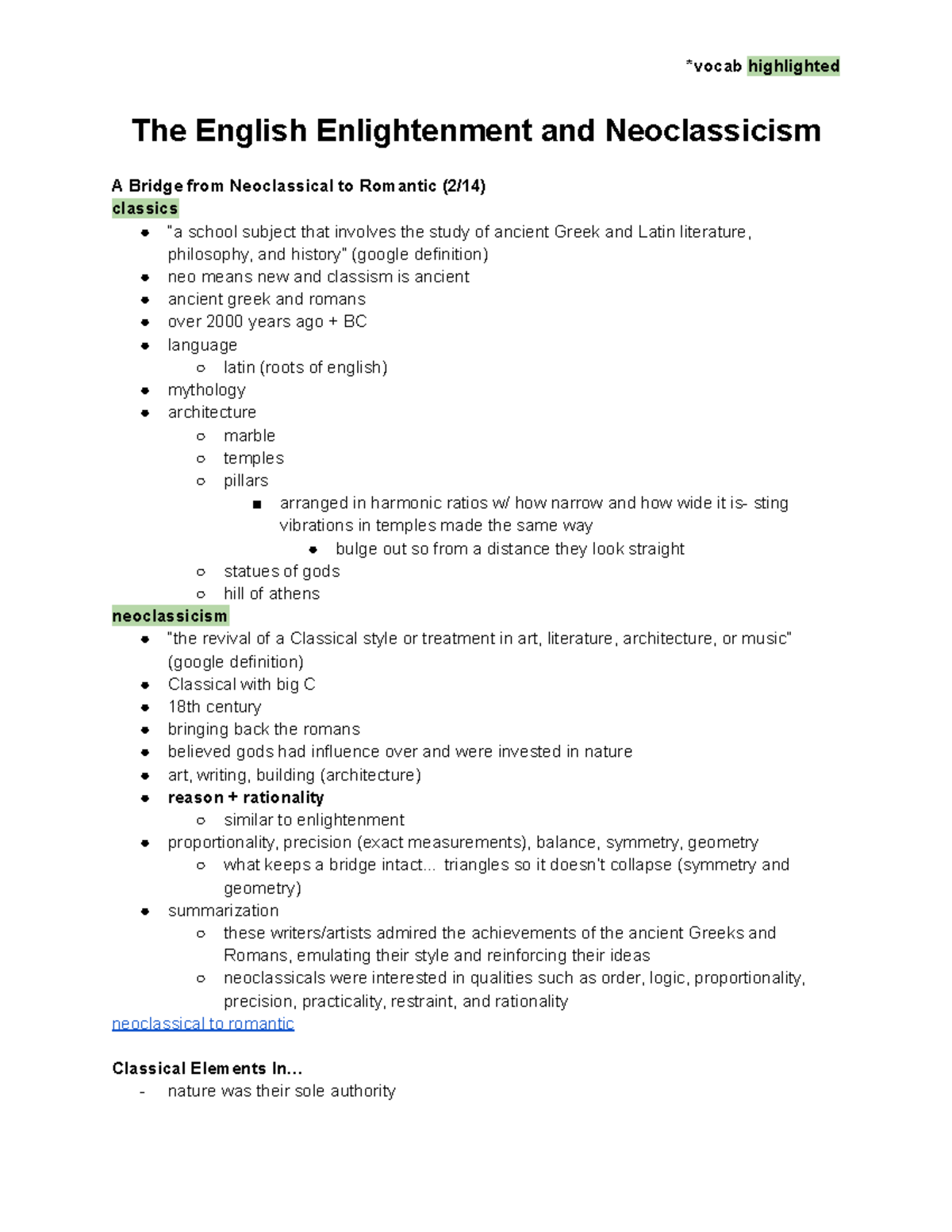 English enlightenment and neoclassicism - .. triangles so it doesn’t ...