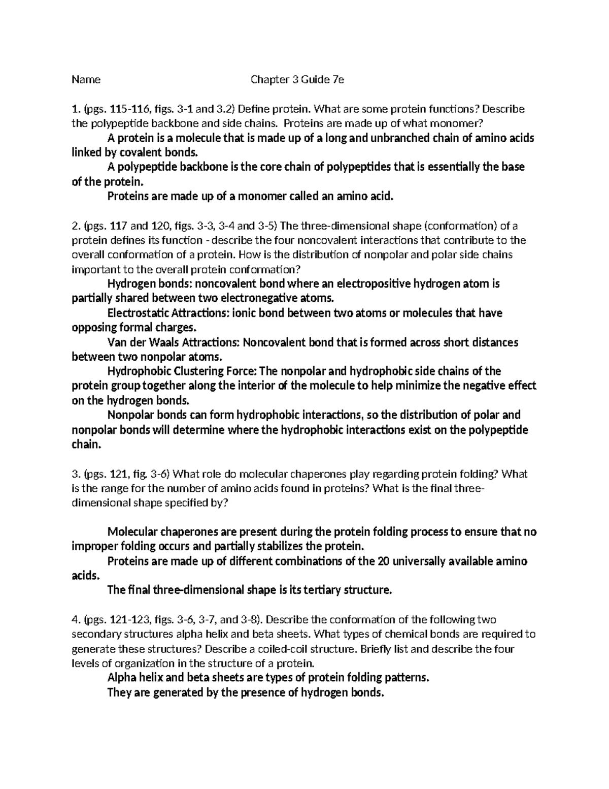 BIO-333 CH3 Guide 7e - N/A - Name Chapter 3 Guide 7e (pgs. 115-116 ...