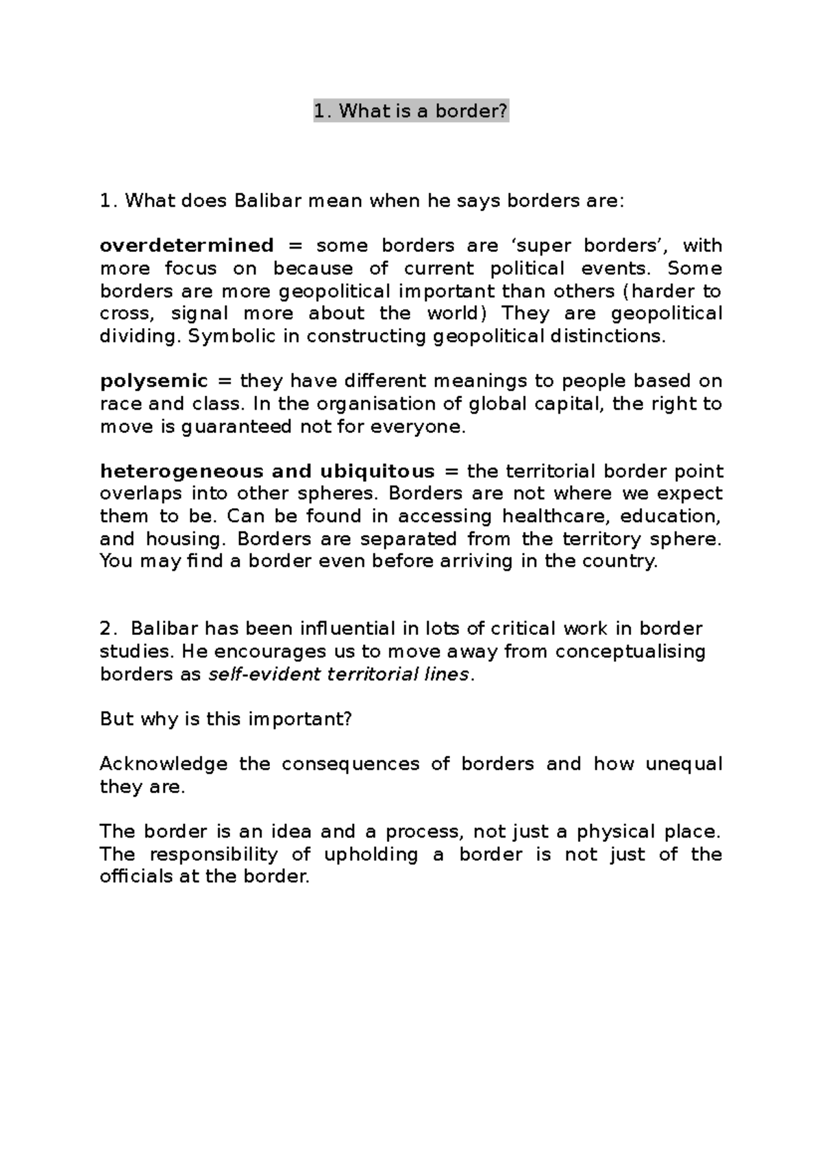 Seminar - What is a border? What does Balibar mean when he says borders ...