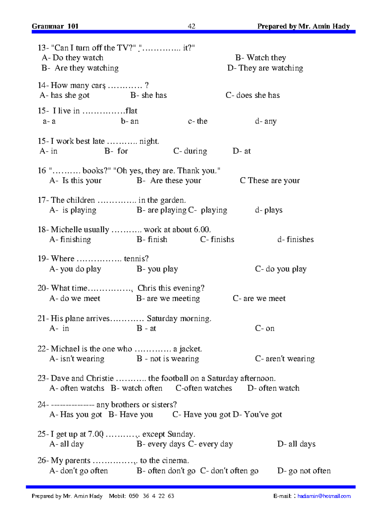 101 Grammar-42 - Improve english skills - Grammar 101 Prepared by Mr ...