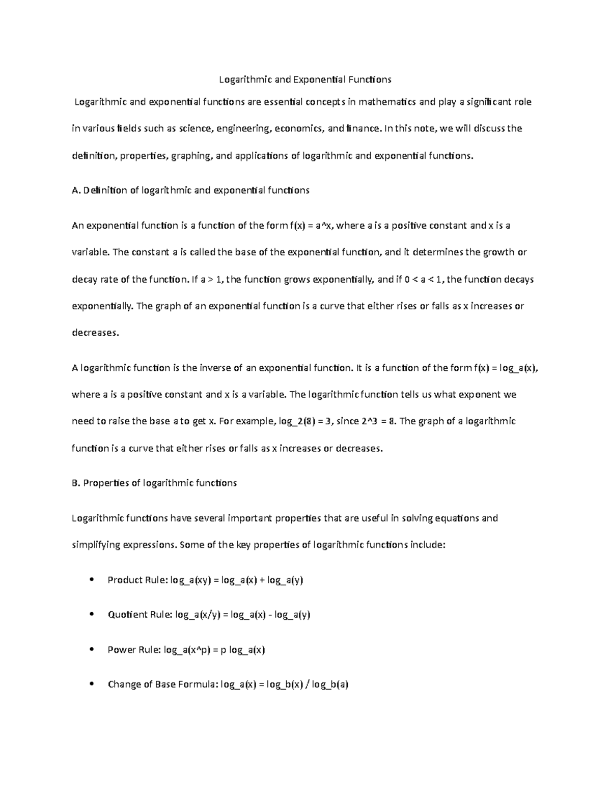 Logarithmic and Exponential Functions copy - Logarithmic and ...