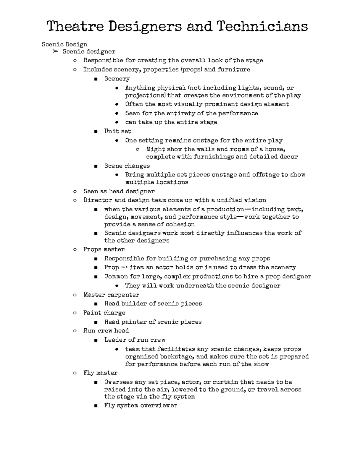 Module 7 Book Notes - Scenic Design Scenic designer Responsible for ...
