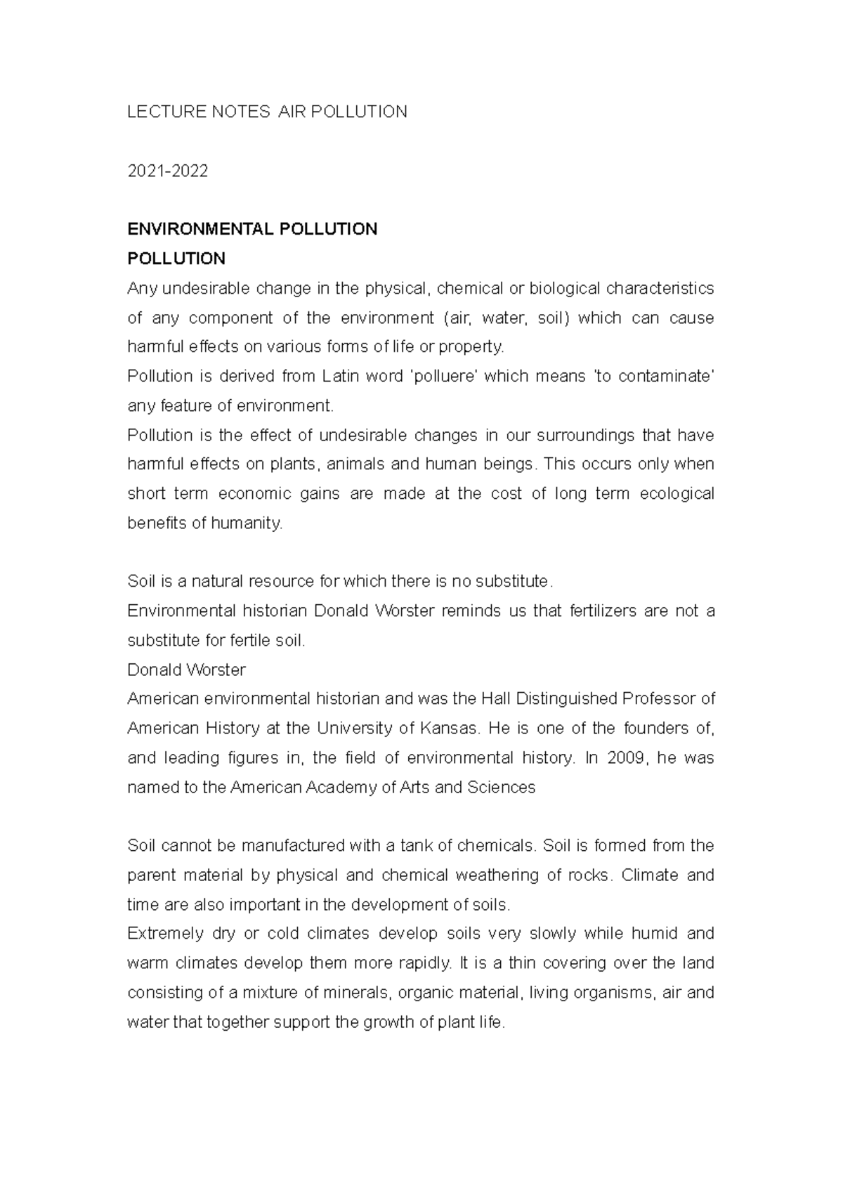 Lecture Notes AIR Pollution - LECTURE NOTES AIR POLLUTION 2021 ...