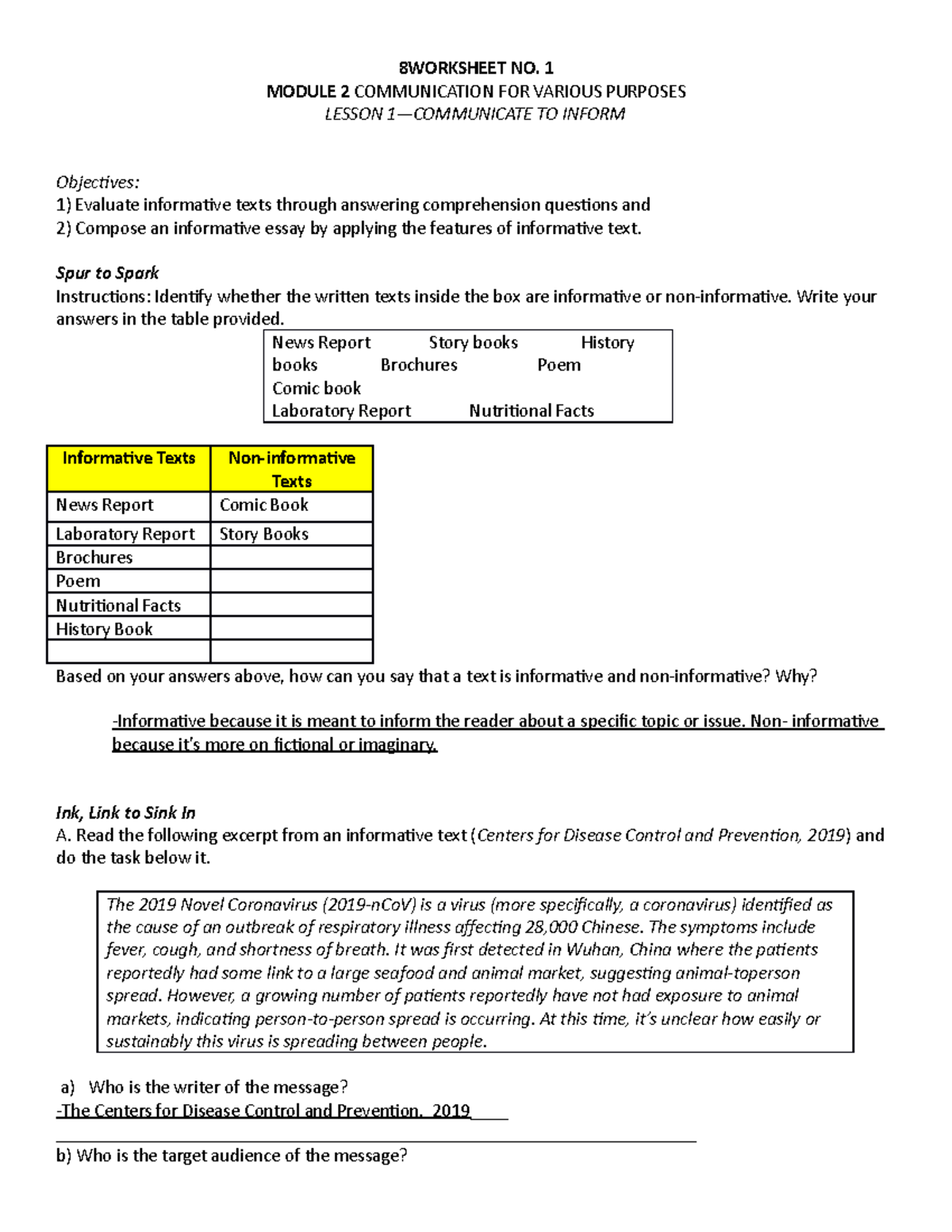Worksheet NO.1 Module 2- Lesson 1 - 8WORKSHEET NO. 1 MODULE 2 ...