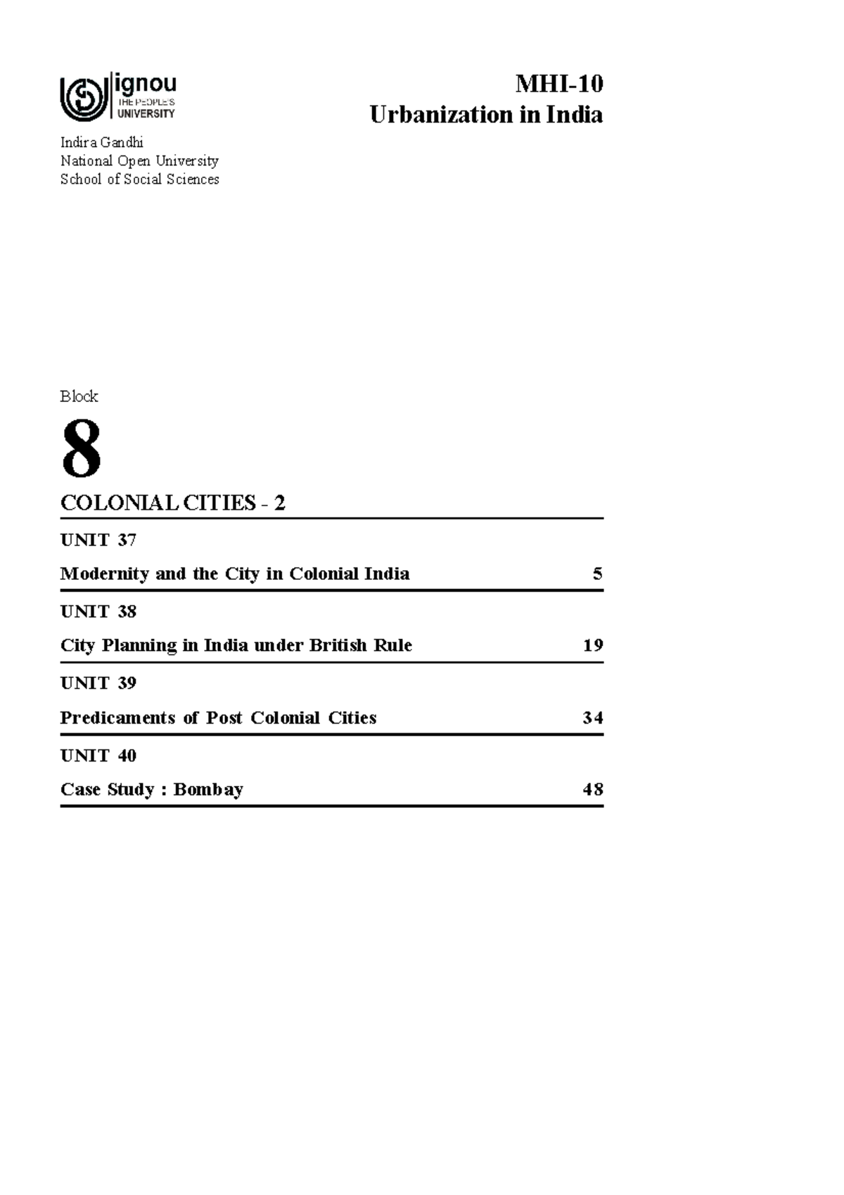 Block-8 - Fundamentals of human geography - Block 8 COLONIAL CITIES - 2 ...