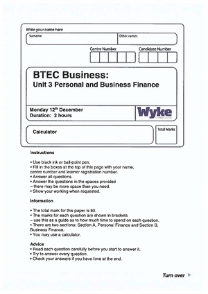 Unit 5 Assignment 1 Checklist 2024 - BTEC BUSINESS – UNIT 5 ...
