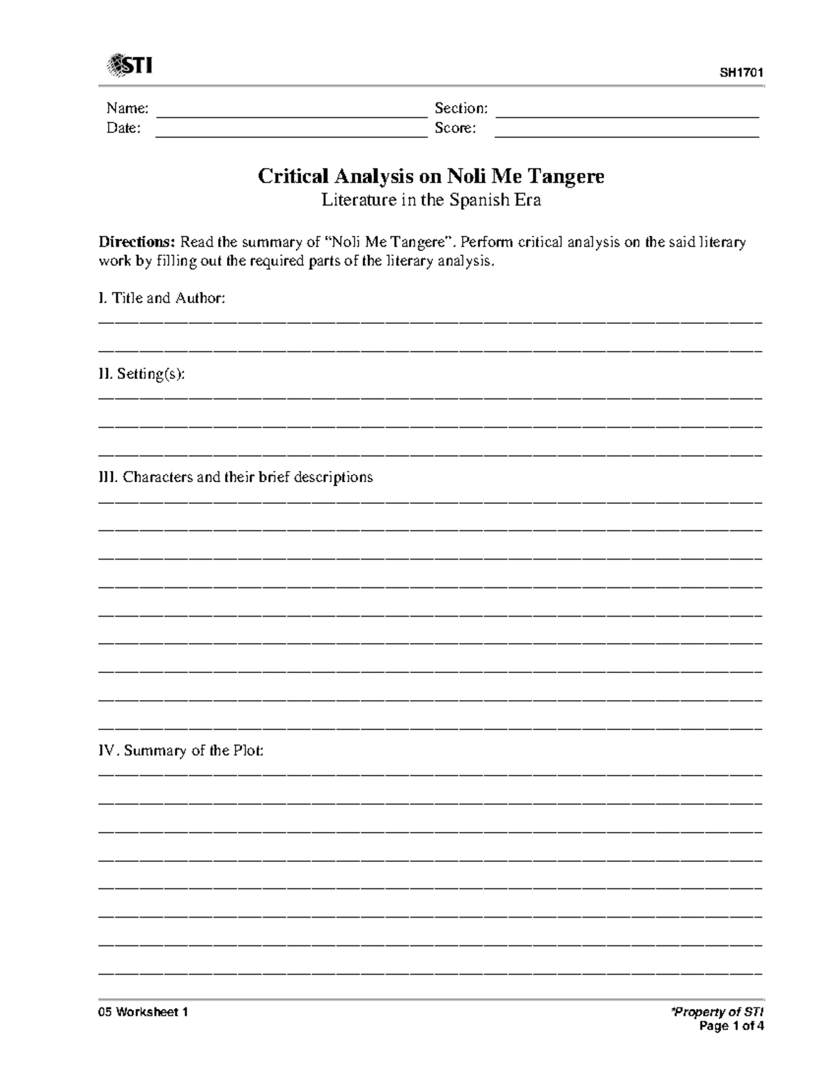 SH1701 - 21st Century Literature 05 Worksheet 1 - Name: Section: Date ...
