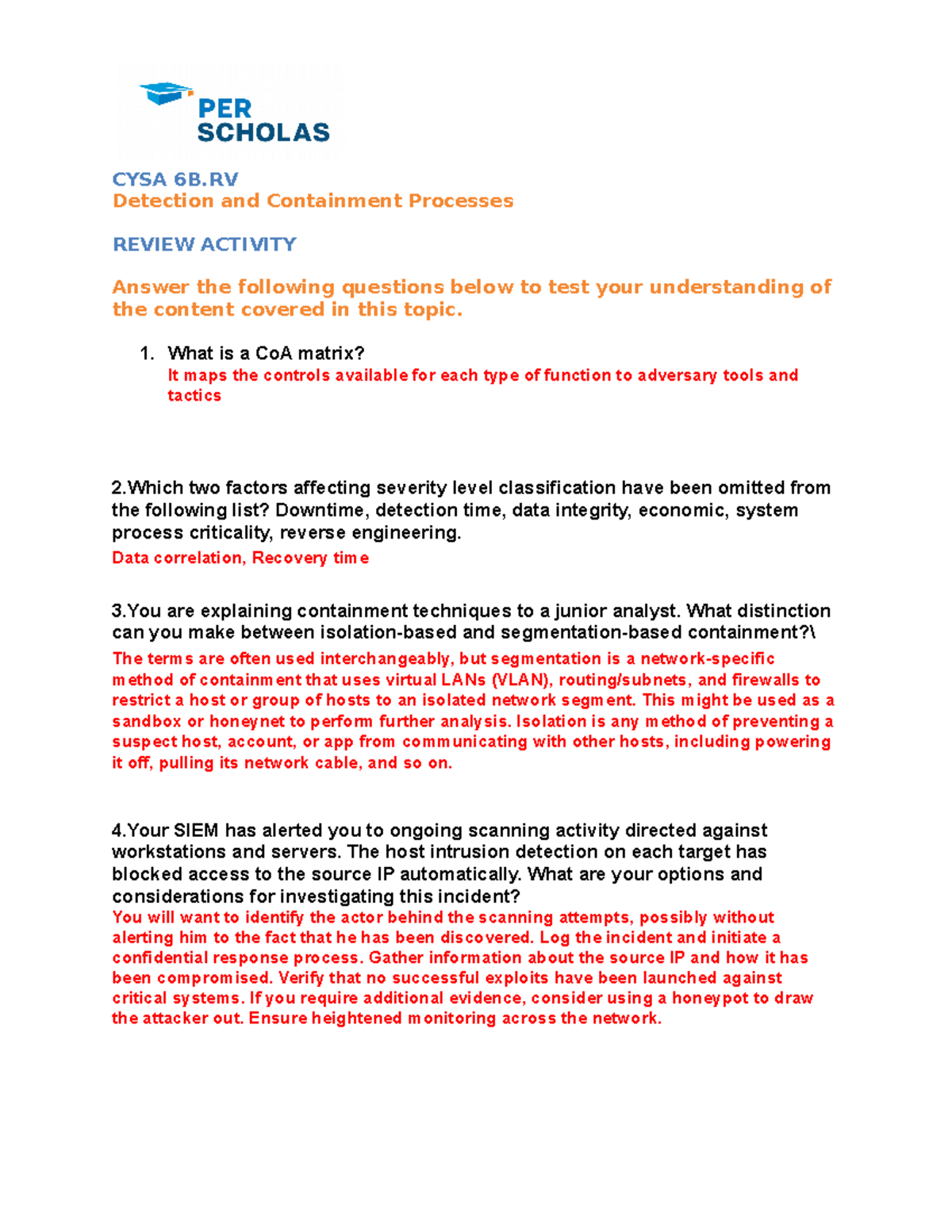 Cy Sa 6B.RV - Detection and Containment Processes - CYSA 6B Detection ...