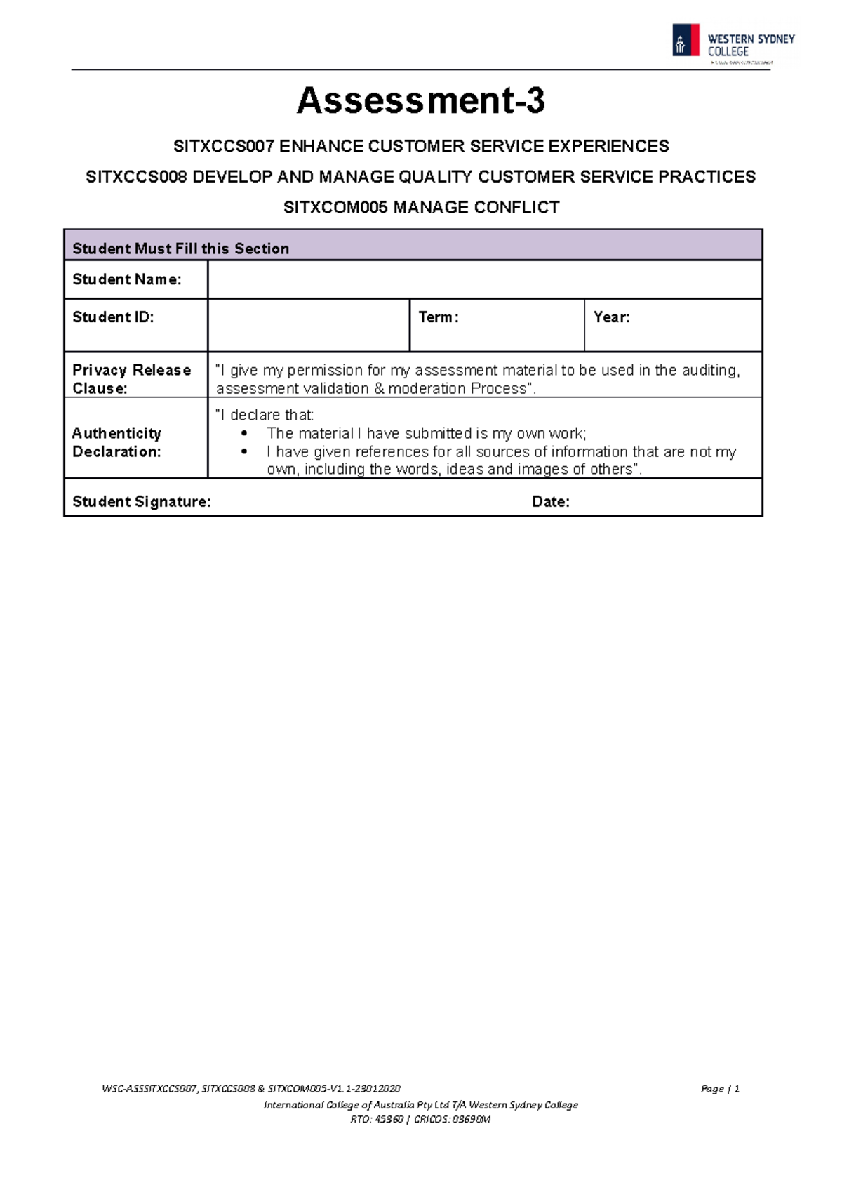Assessment-Task-3 - assignment - Assessment- SITXCCS007 ENHANCE ...