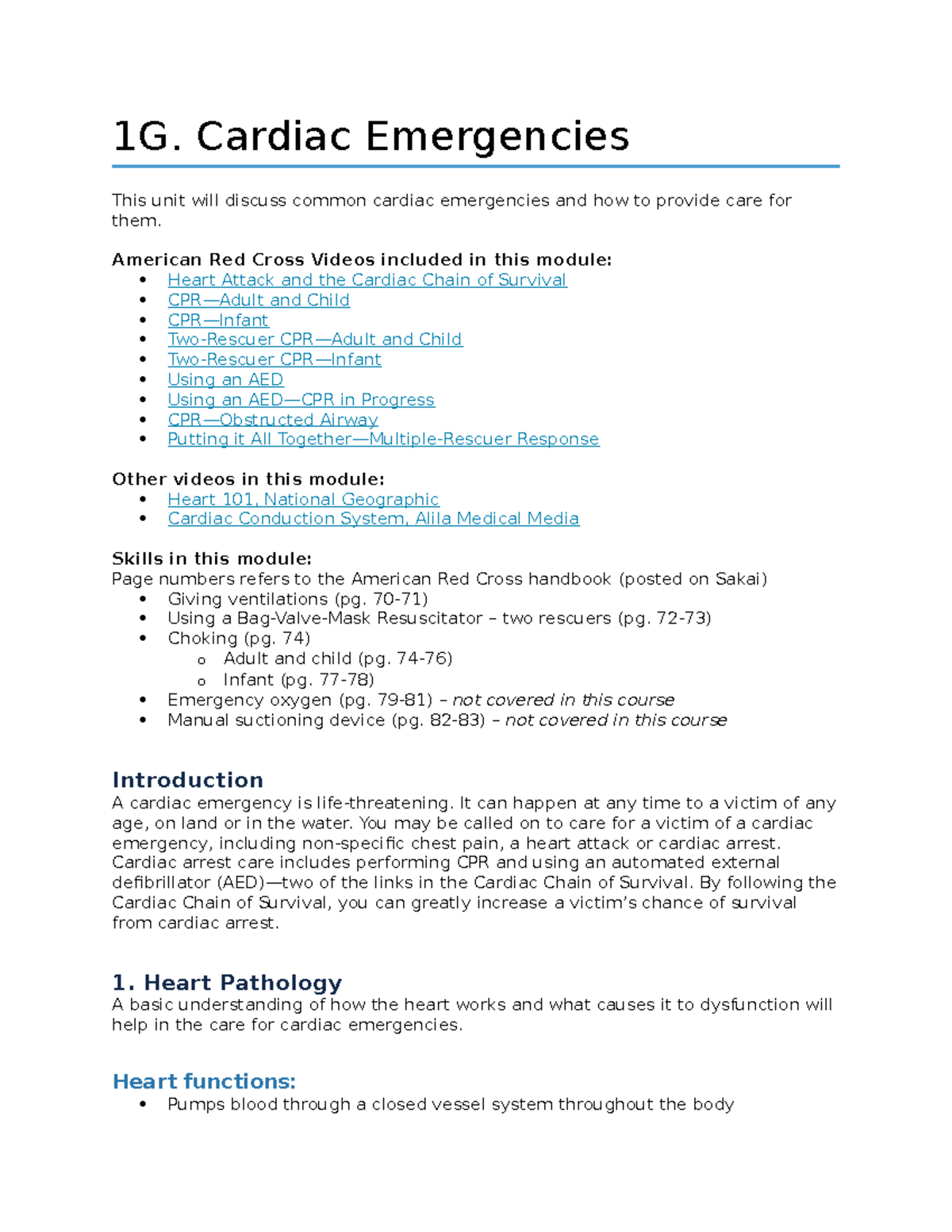 1G+-+Cardiac+Emergencies - 1G. Cardiac Emergencies This unit will ...