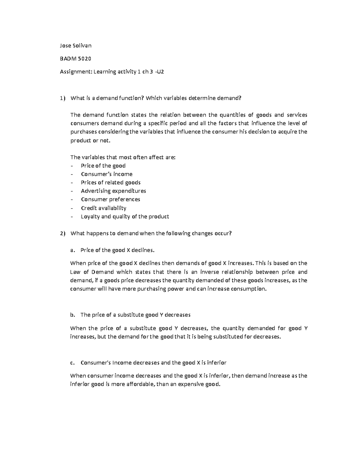 Assignment Learning activity 1 chapter 3- Unit 2 - Jose Solivan BADM ...