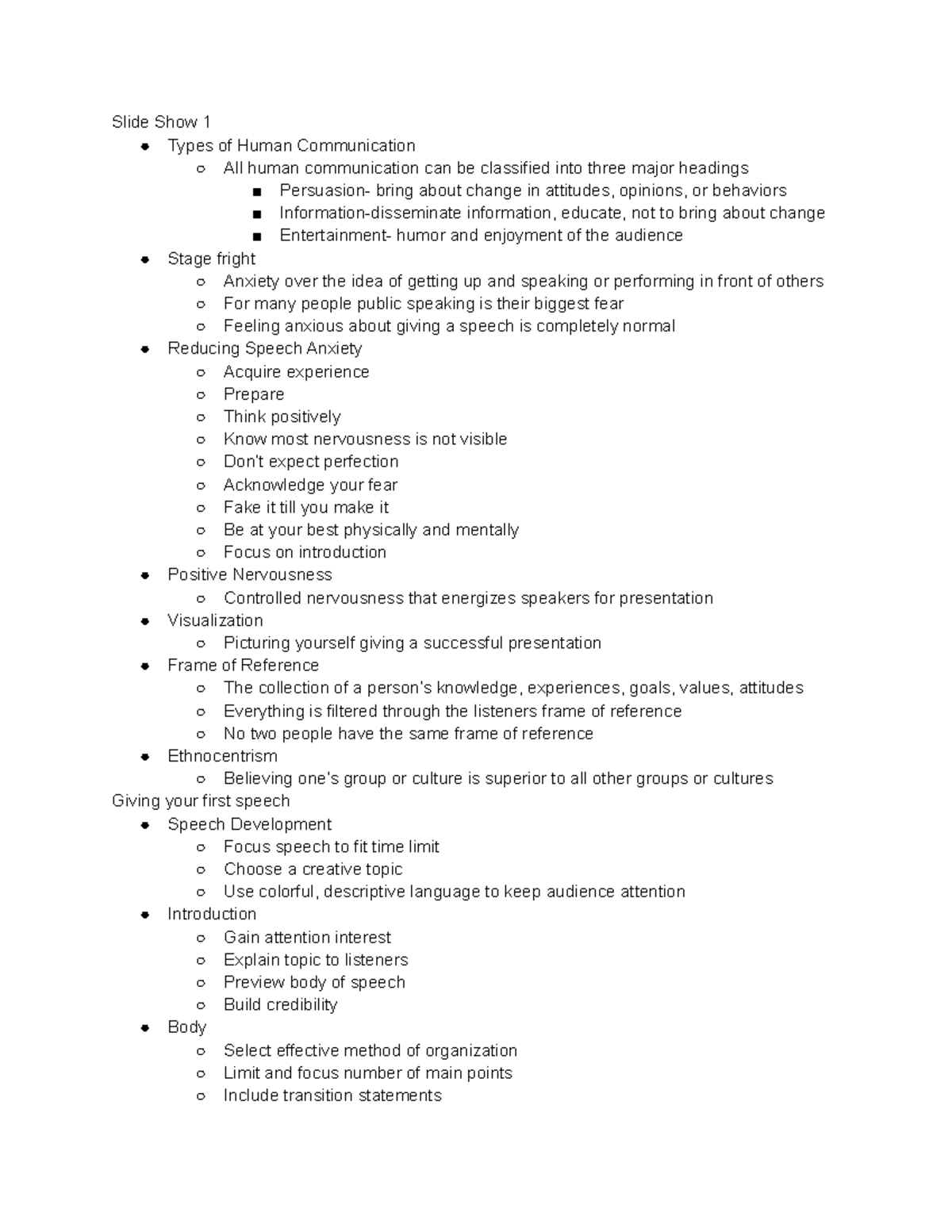 Public Speaking Week 1 - Slide Show 1 Types of Human Communication All ...