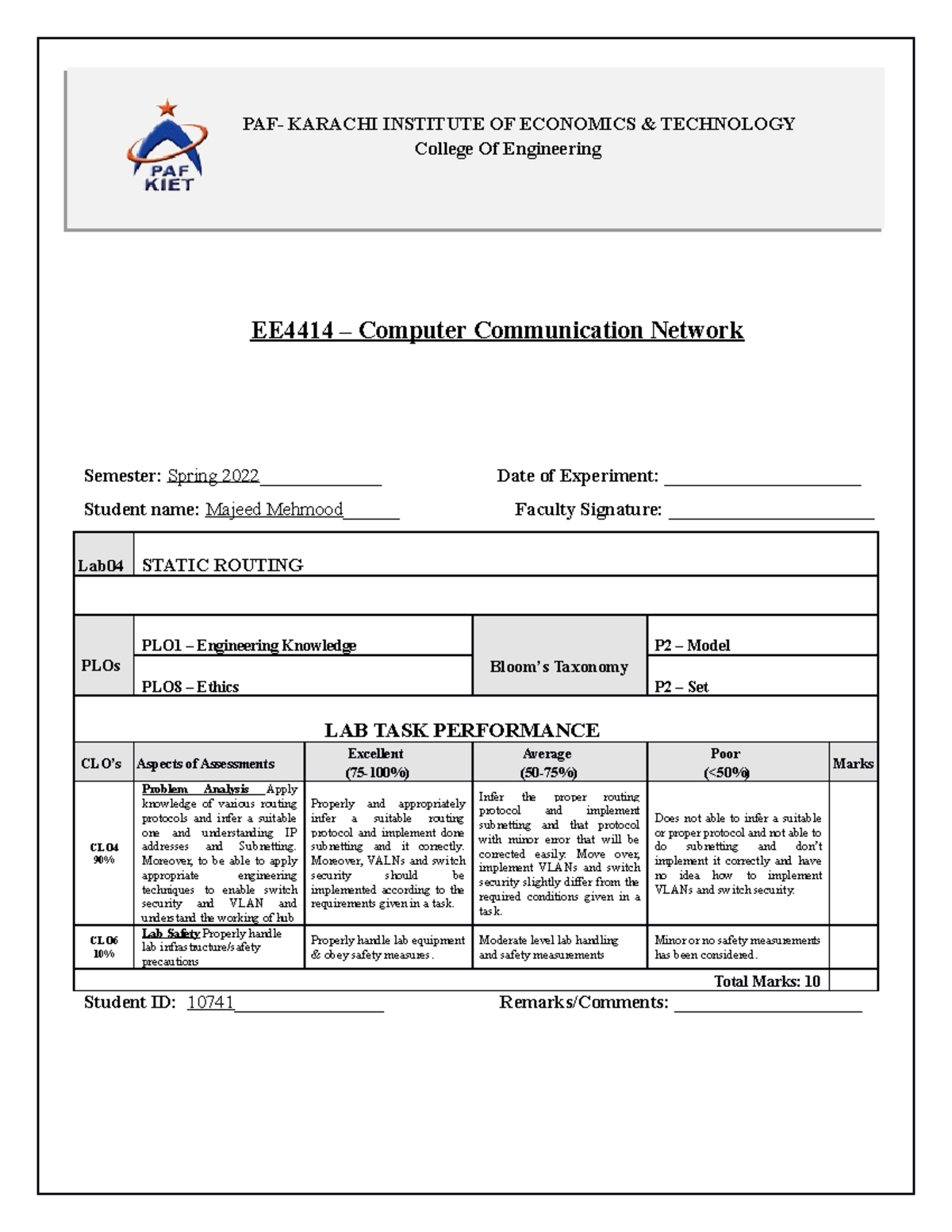 Ccn Lab 4 New Lab Assignment Of Ccn Lab 04 Karachi Institute Of Economics Technology College