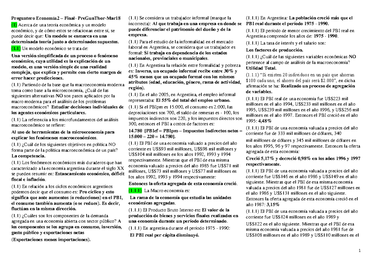 Final 1 2019, preguntas y respuestas - Warning: TT: undefined function: 32 Preguntero Economía 2 ...