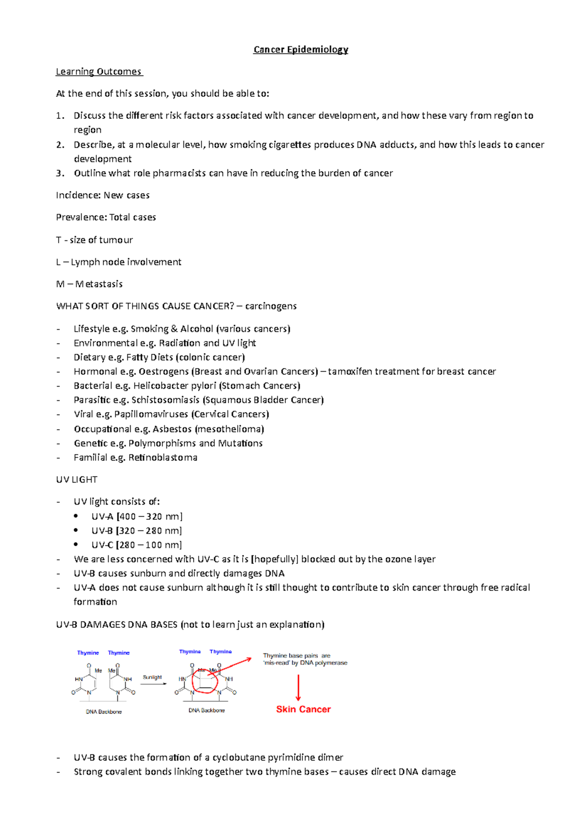 Cancer Epidemiology - Cancer Epidemiology Learning Outcomes At the end ...