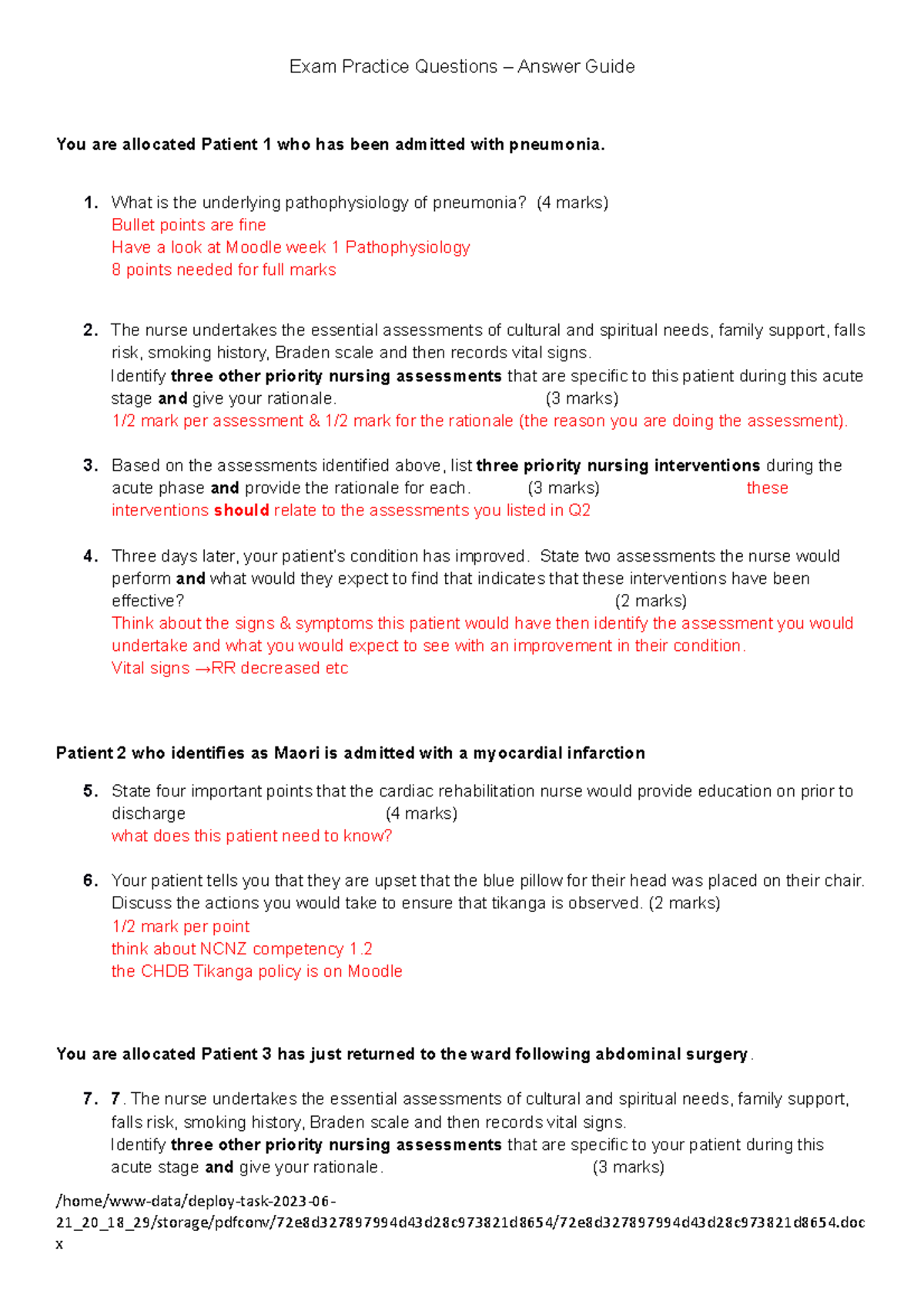 Answer Guide - Exam Practice Questions - Exam Practice Questions ...