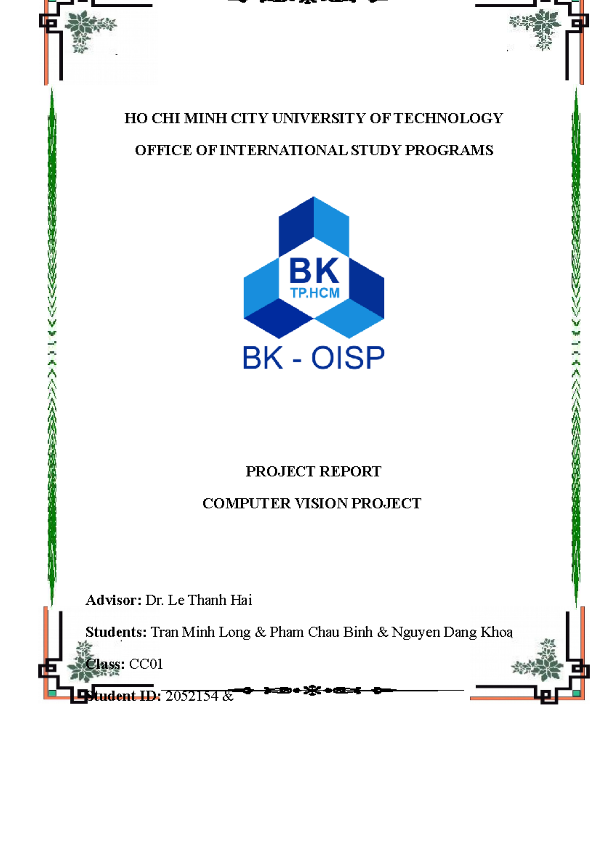 Computer-vision-project - HO CHI MINH CITY UNIVERSITY OF TECHNOLOGY ...