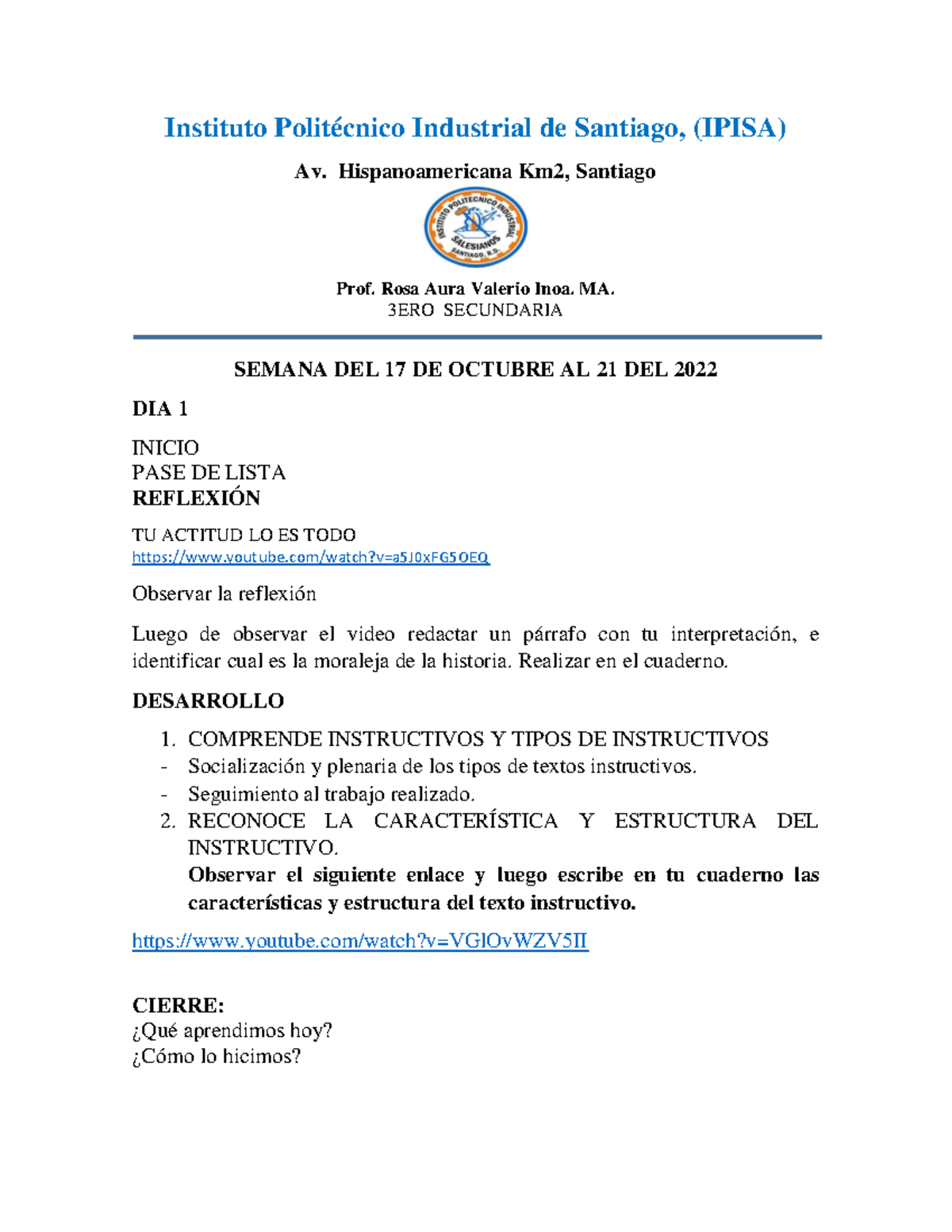 Organizacion Ipisa - Instituto Politécnico Industrial de Santiago ...