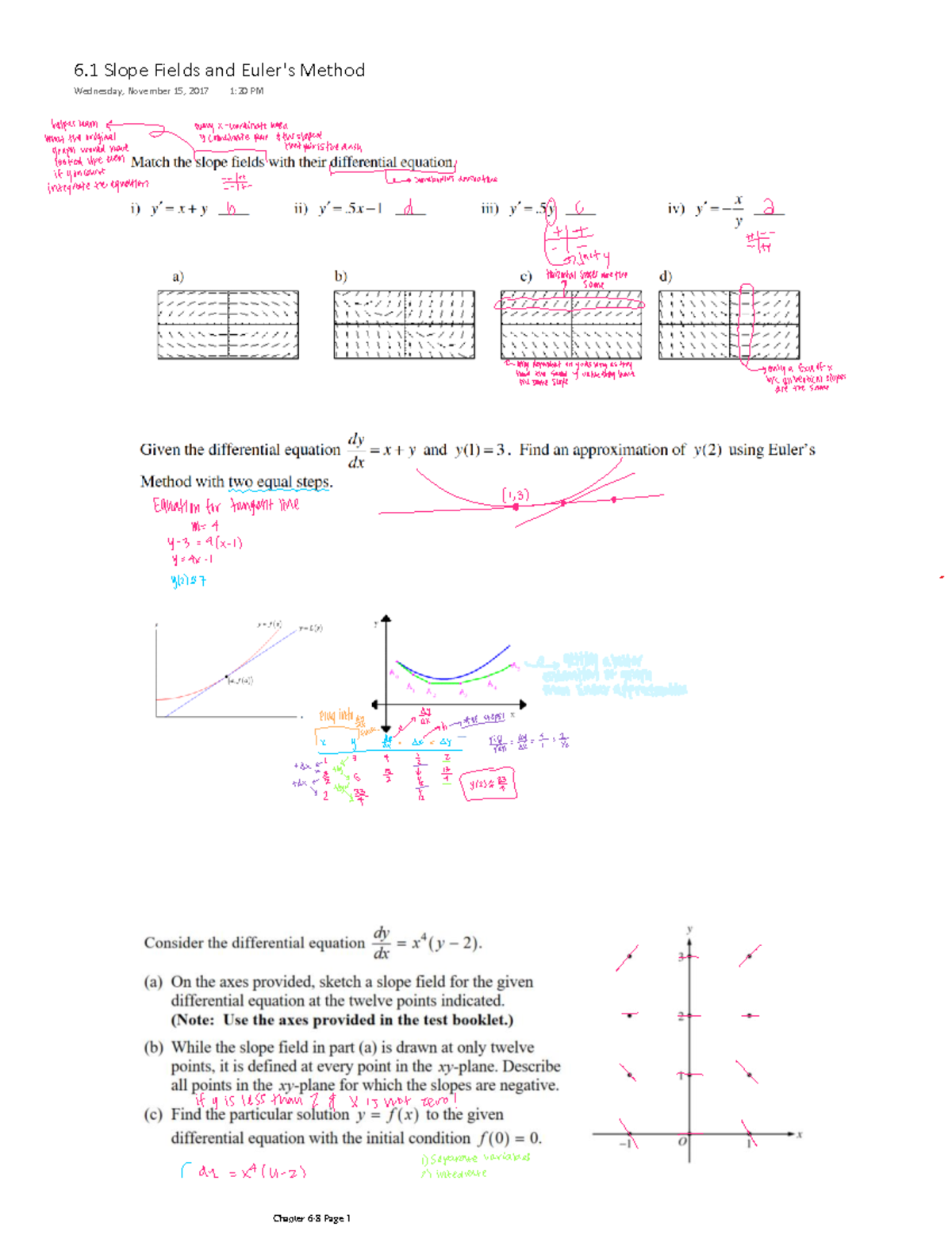 Chapter 6-8 - AP AB Calculus Notes from High School - 6 Slope Fields ...