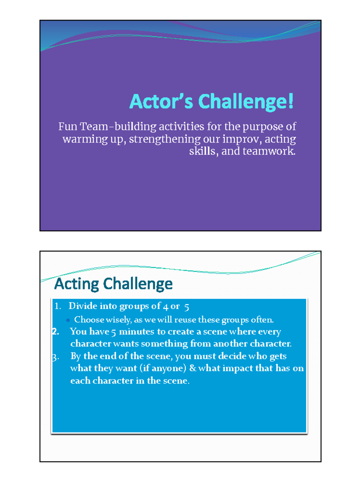 Copy of Actor's Challenge - Fun Team-building activities for the ...