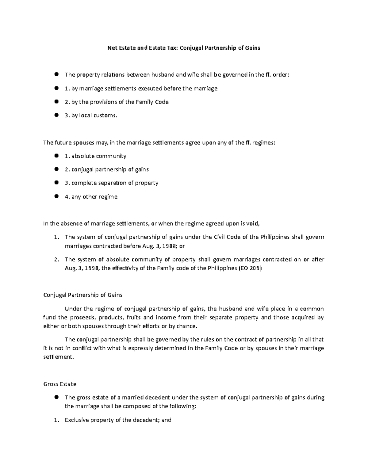 Chapter 7 Net Estate and Estate Tax of Conjugal Partnership of Gains ...