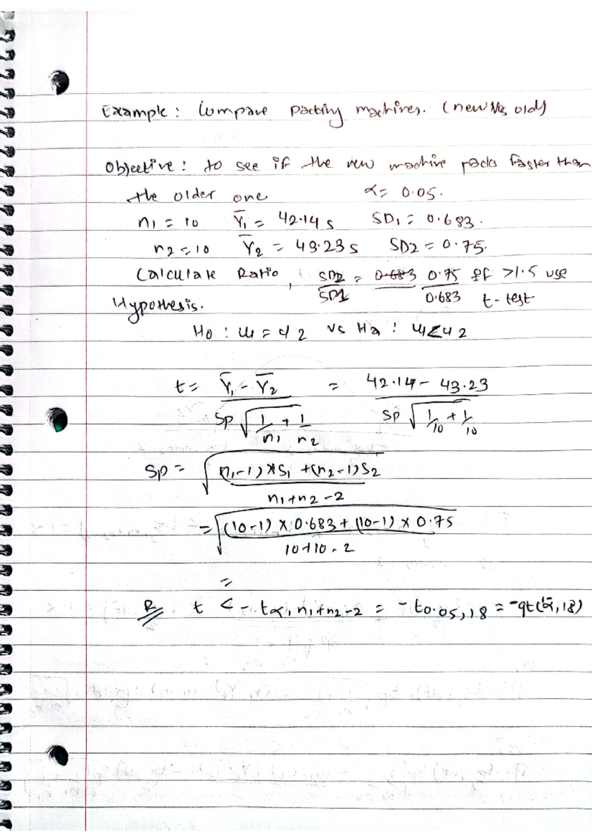 MATH 747 Weekly Review (SEP 09-15) - Example: Compare packing machiver ...