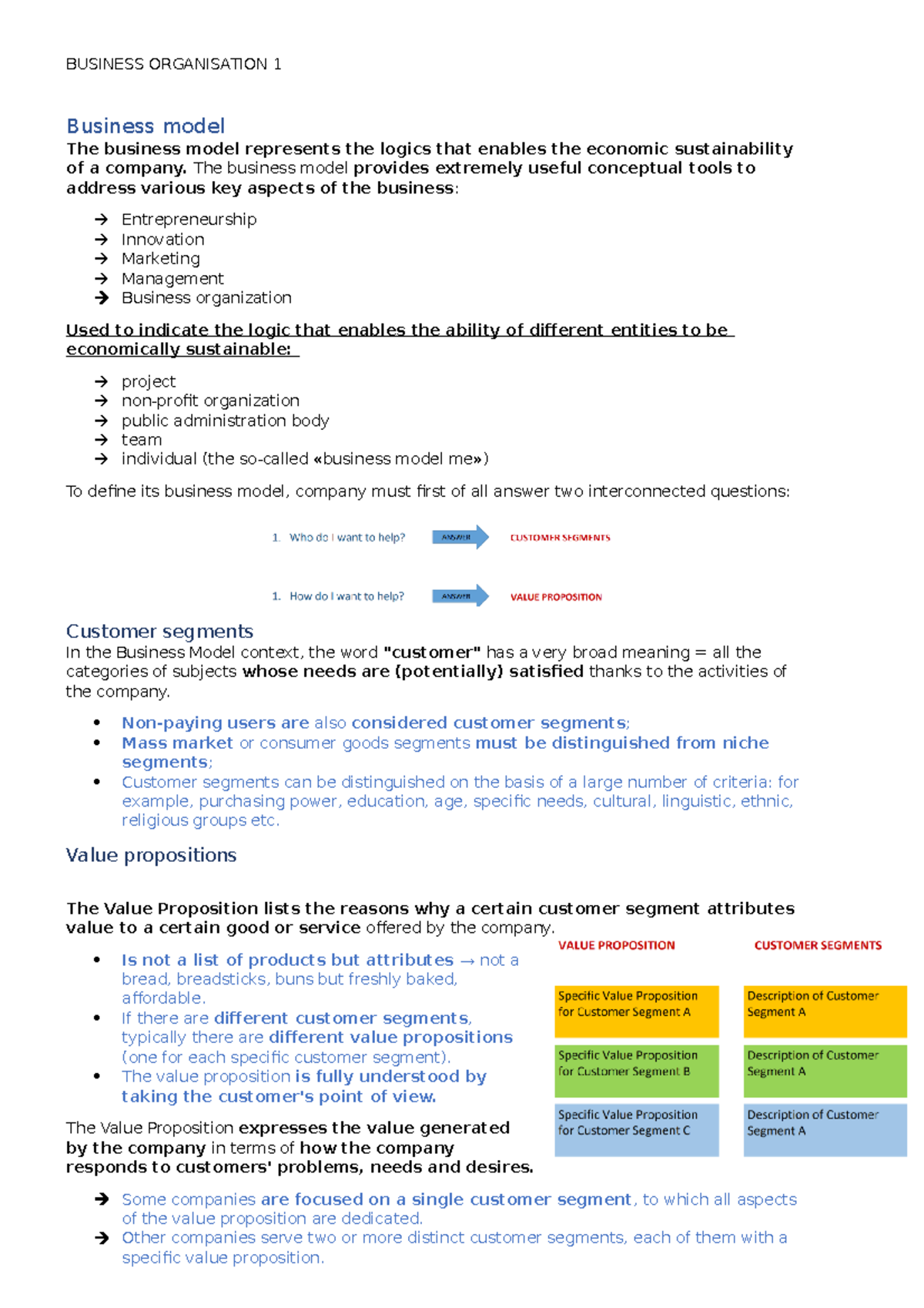 Business Organisation - summary notes based on the Business in Action ...