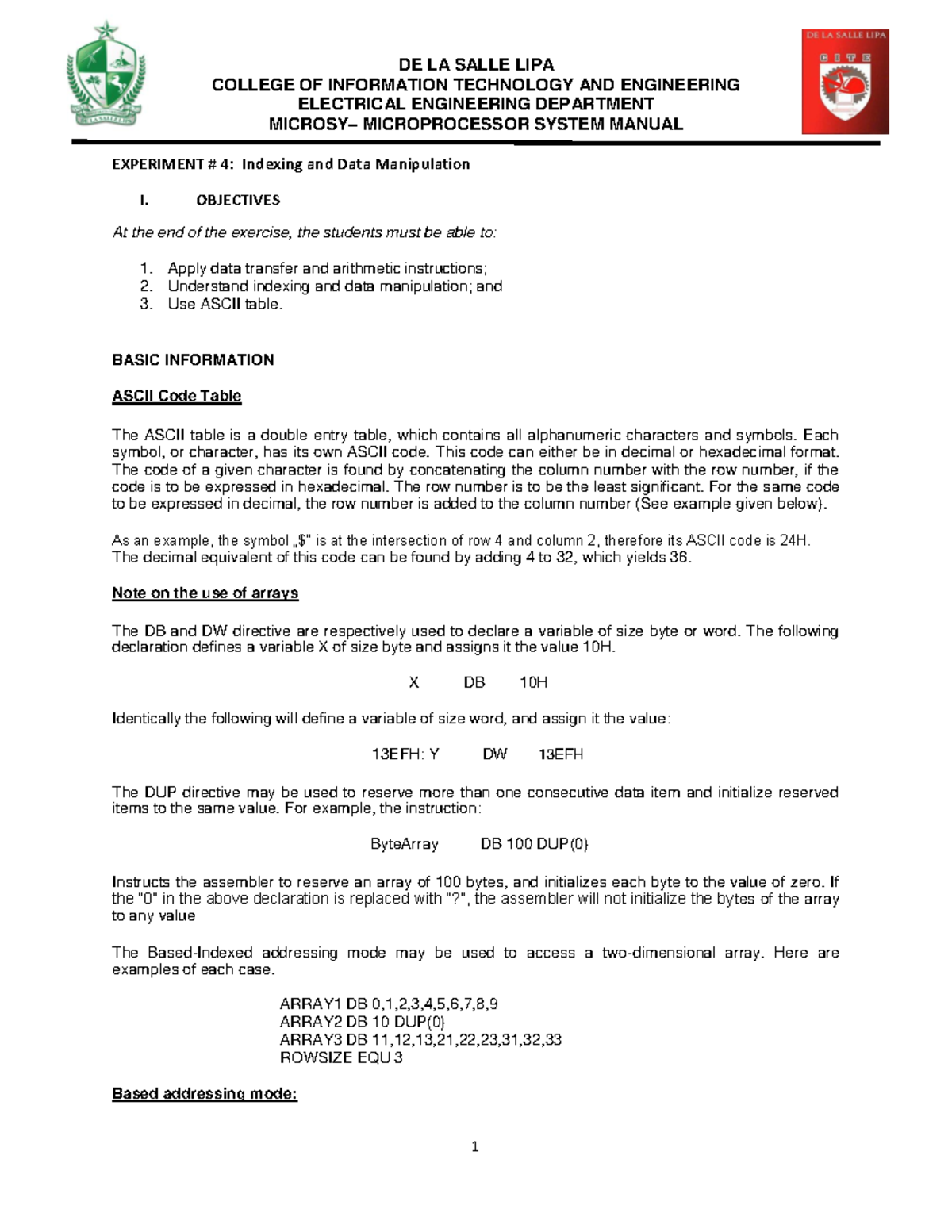 Laboratory Experiment 4-Indexing and Data Manipulation - Warning: TT: undefined function: 32 ...