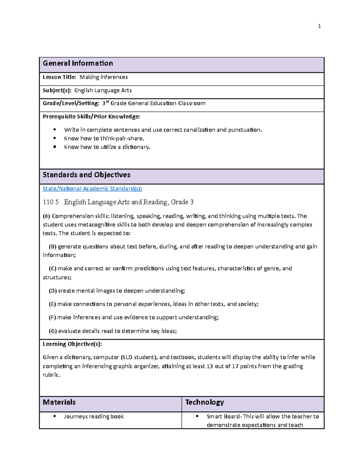 Lesson plan reading - EDUC 4211 - WGU - Studocu