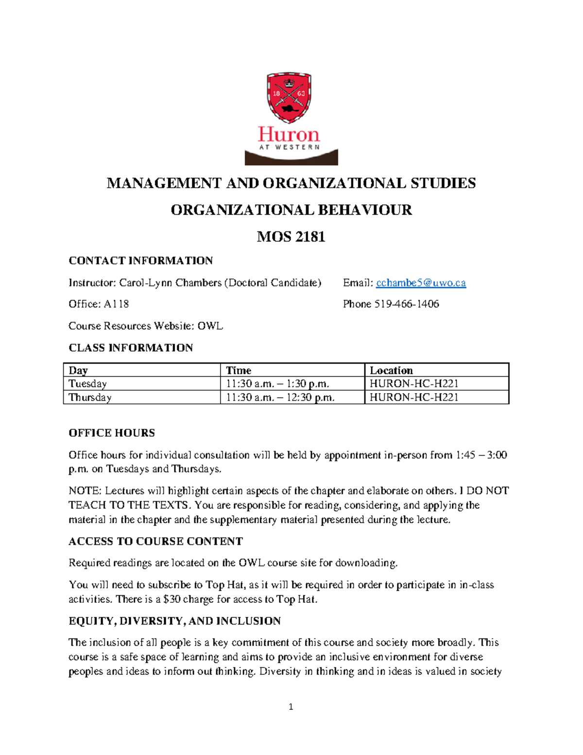 MOS 2181 A - Syllabus - MANAGEMENT AND ORGANIZATIONAL STUDIES ...