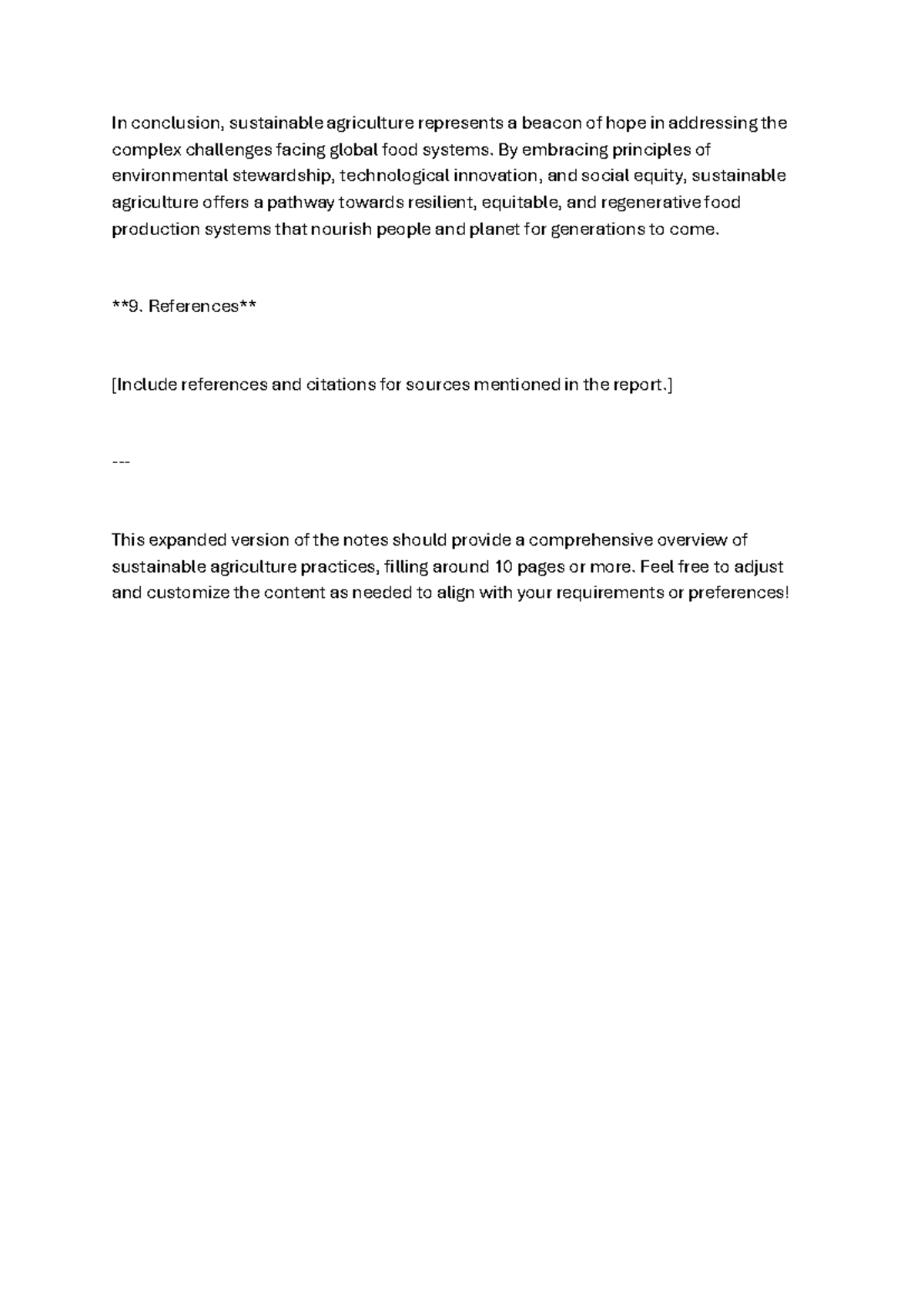 Document 15 5-end - null - In conclusion, sustainable agriculture ...