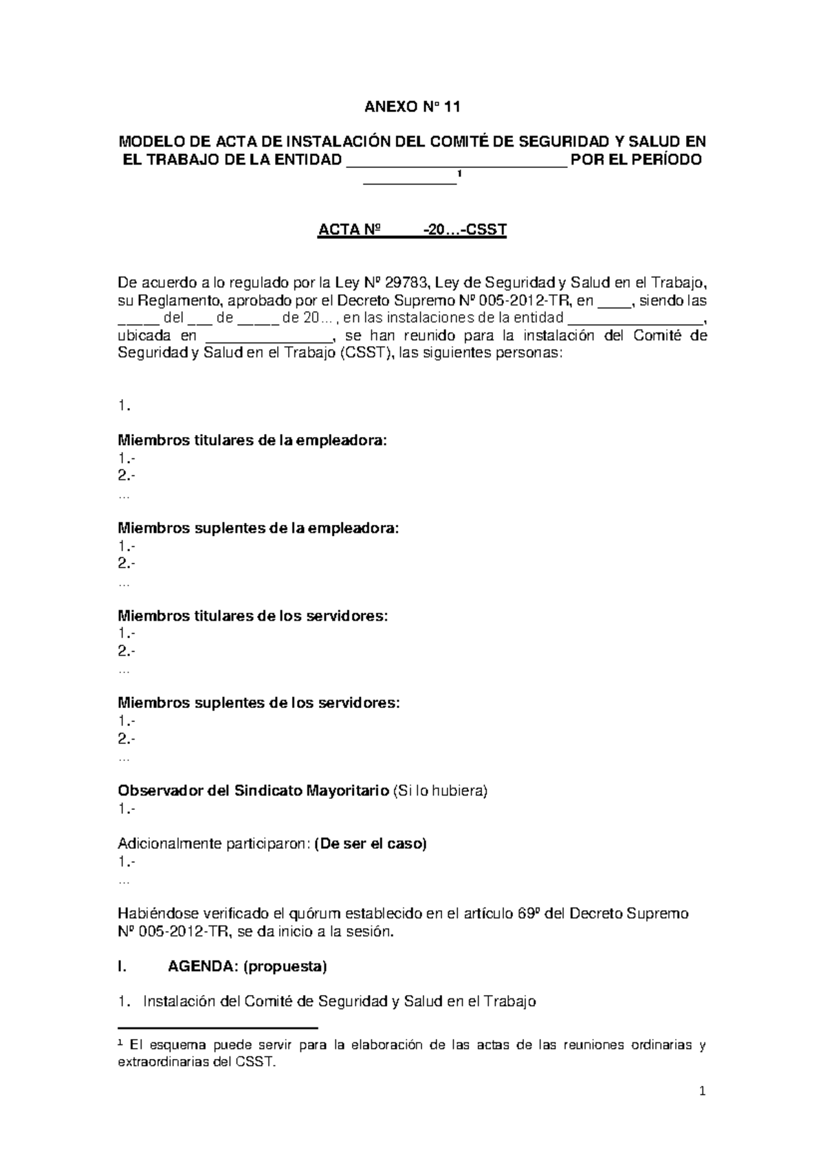 Anexo Nº 11 - Modelo de Acta de Instalación del CSST - 1 ANEXO N° 11 ...
