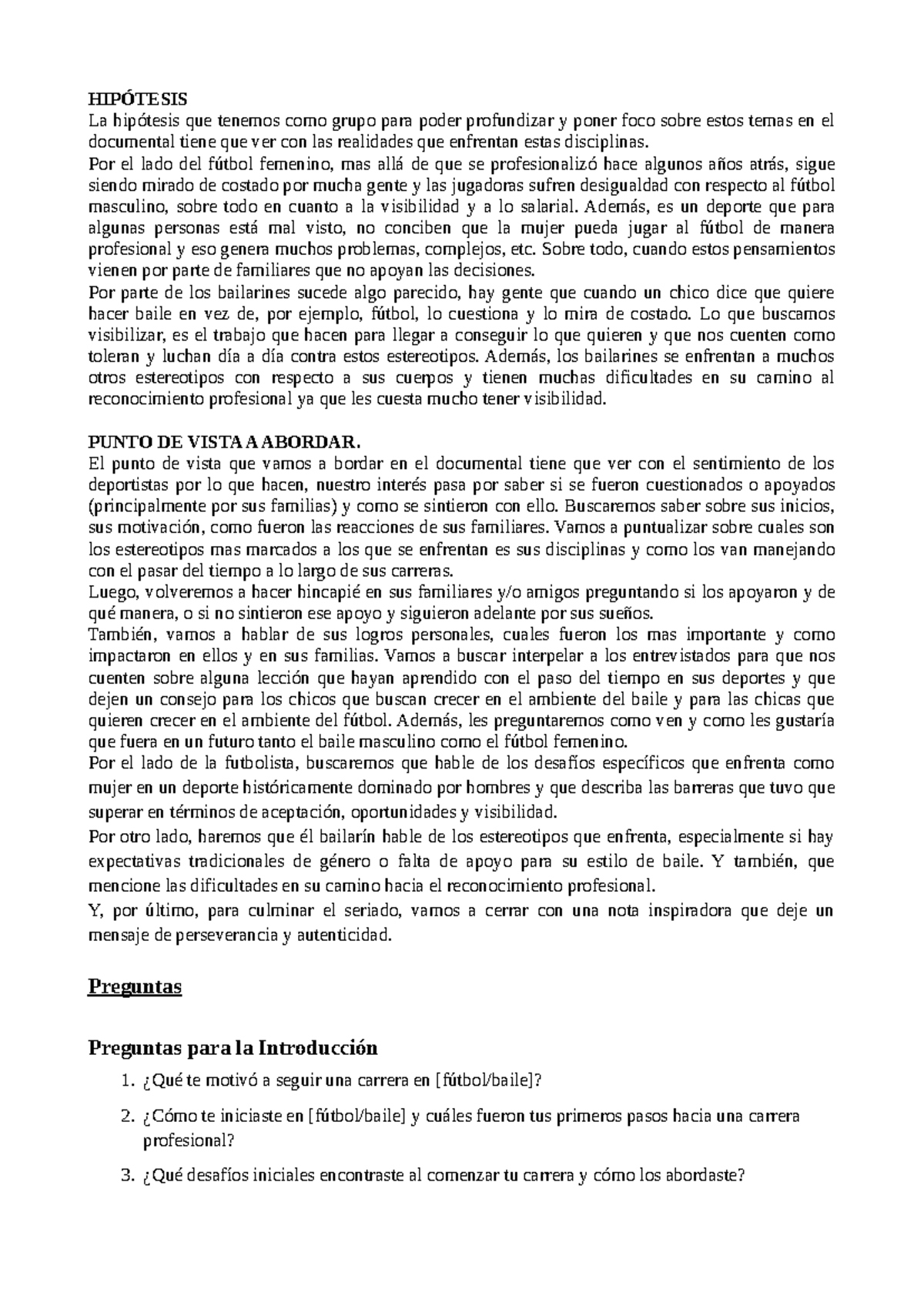 Manuscrito - Pre entrega tp - HIPÓTESIS La hipótesis que tenemos como ...