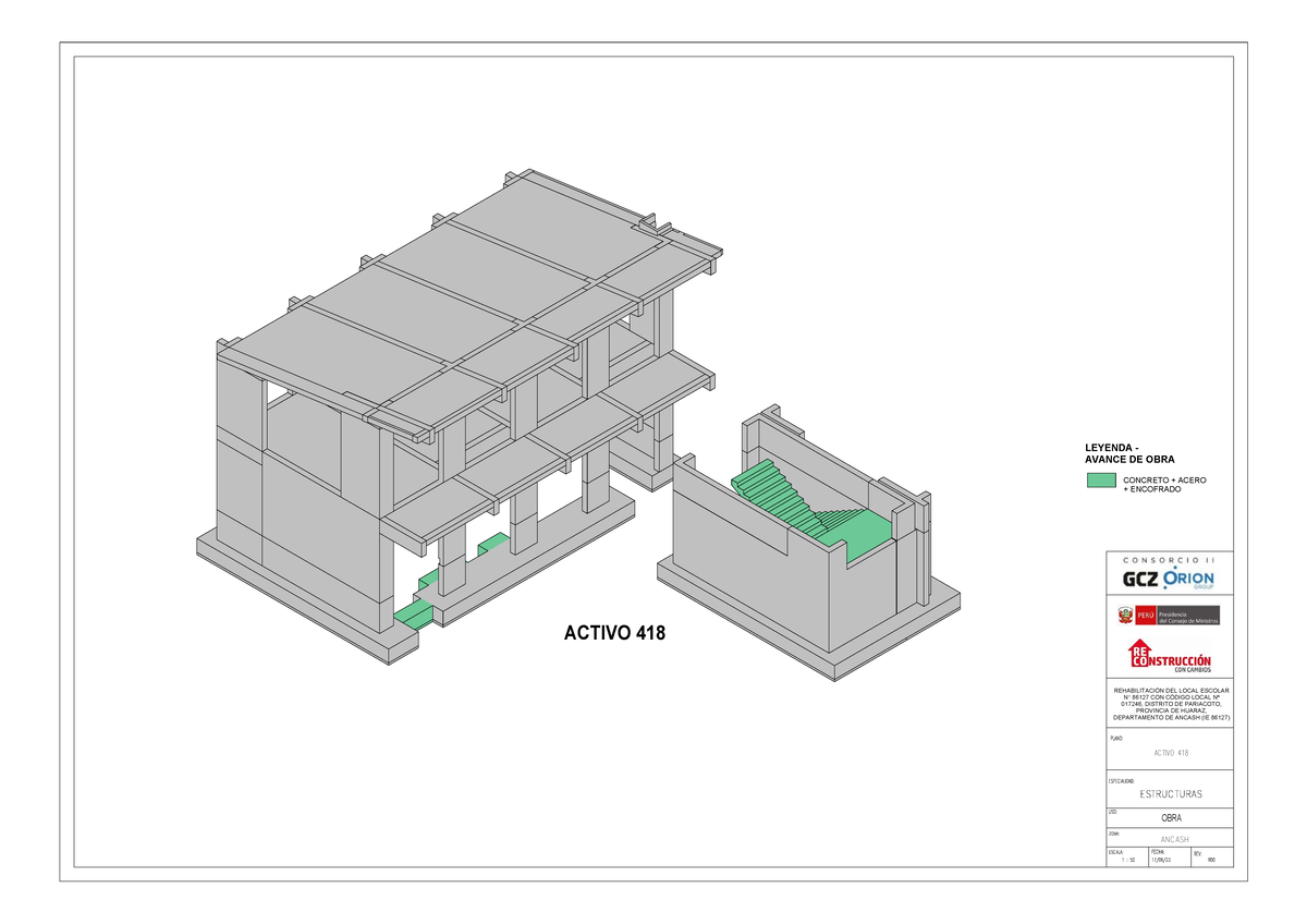 Activo 418 - Dibujo 3D Avanzado - LEYENDA -AVANCE DE OBRA CONCRETO + ACERO+ ENCOFRADO PLANO ...