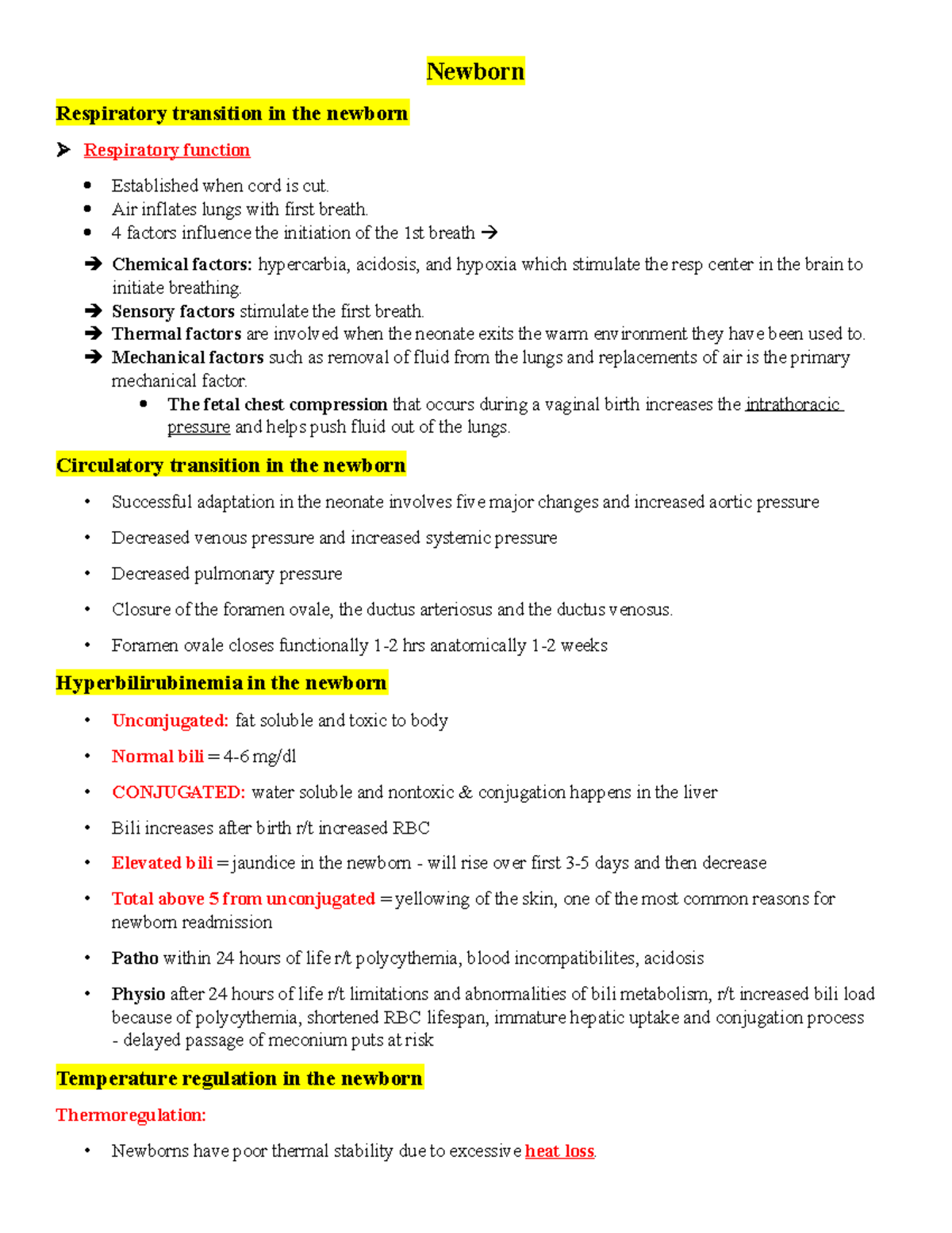 Ob exam 3 mine - ob exam 3 review - Newborn Respiratory transition in ...